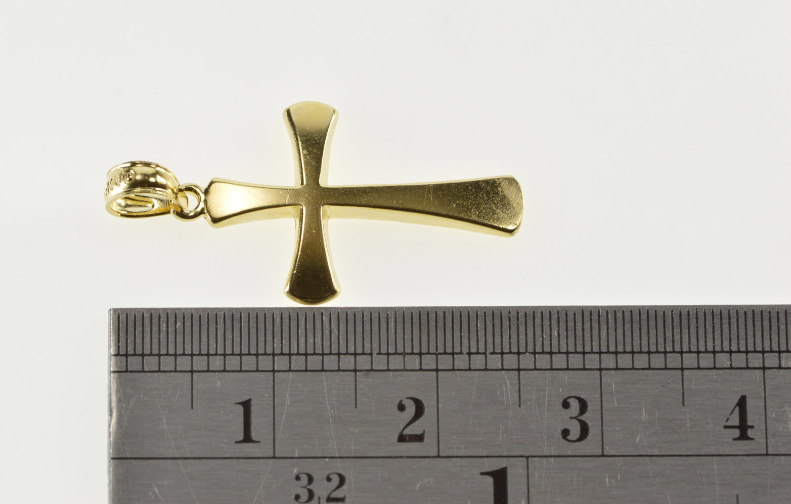 14K Curved Simple Classic Cross Christian Symbol Yellow Gold Pendant ...