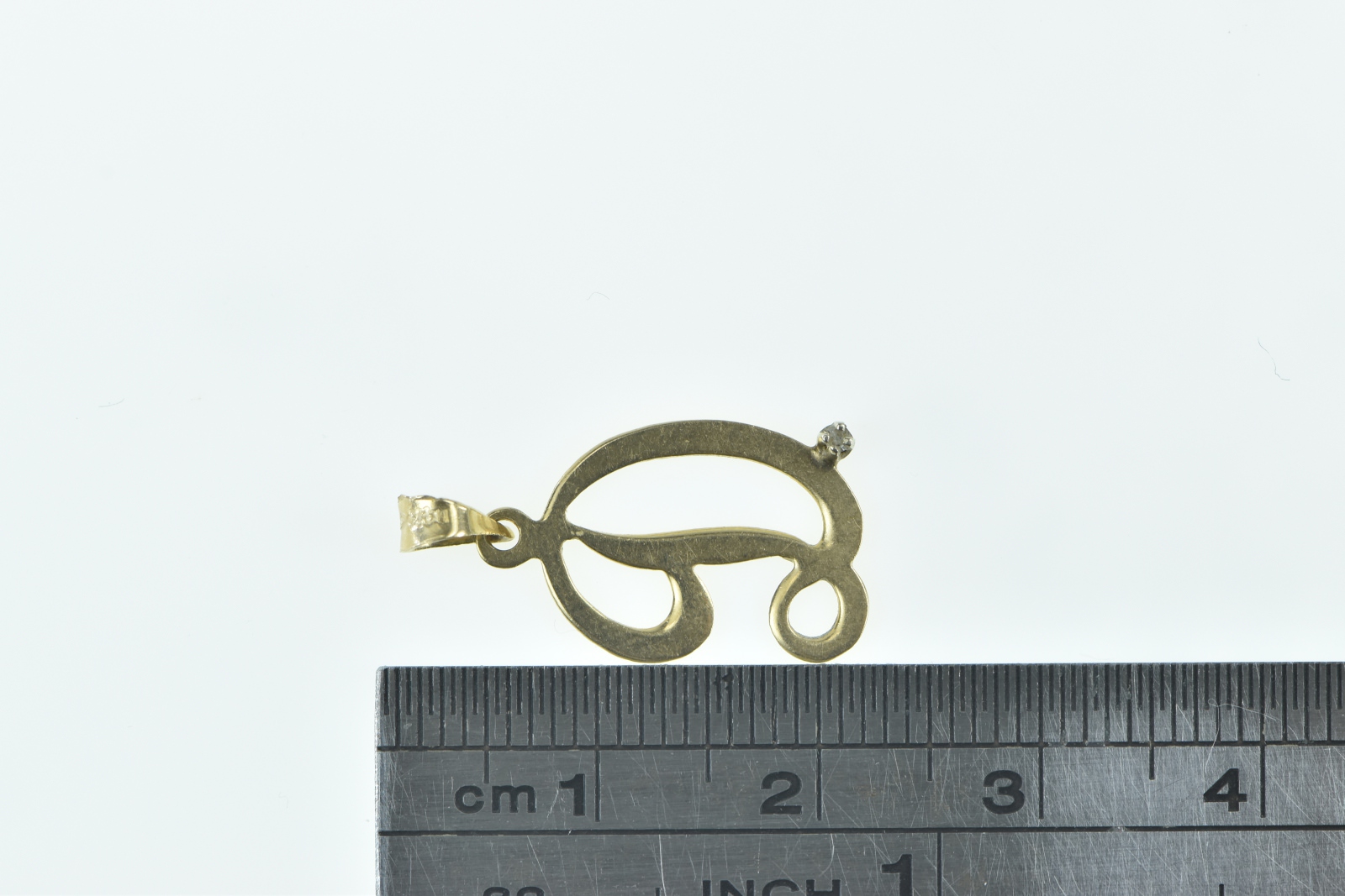 14K D Cursive Letter Monogram Initial Diamond Yellow Gold Charm/Pendant ...