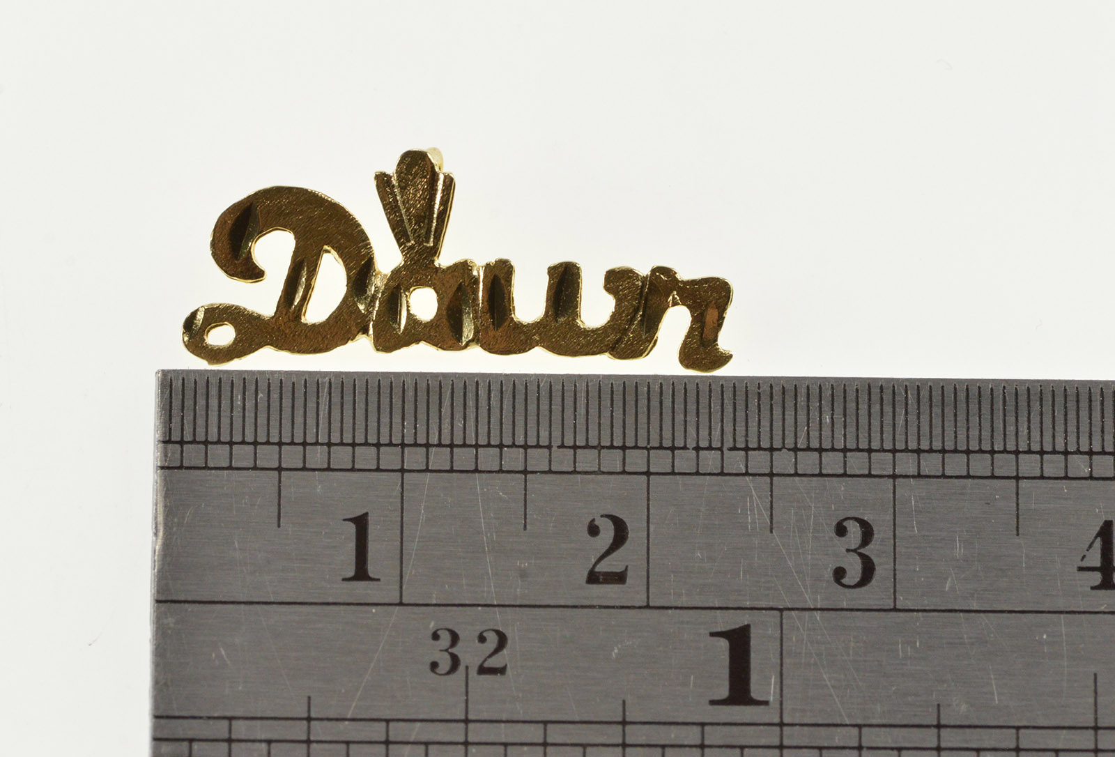 14K Dawn Name Cursive Lettering Textured Yellow Gold Charm/Pendant ...