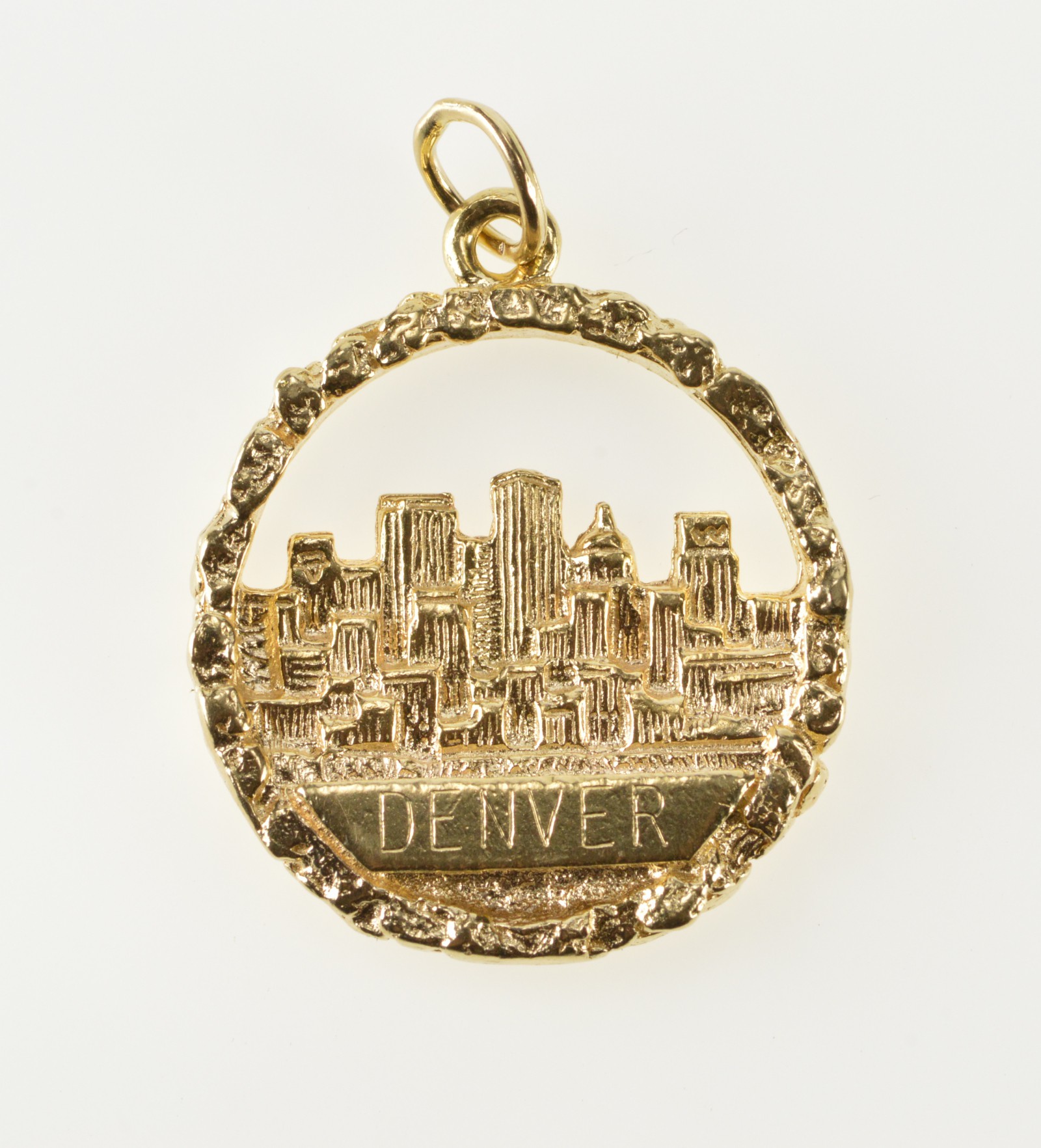 14K Denver Colorado City Skyline Souvenir Yellow Gold Charm/Pendant ...