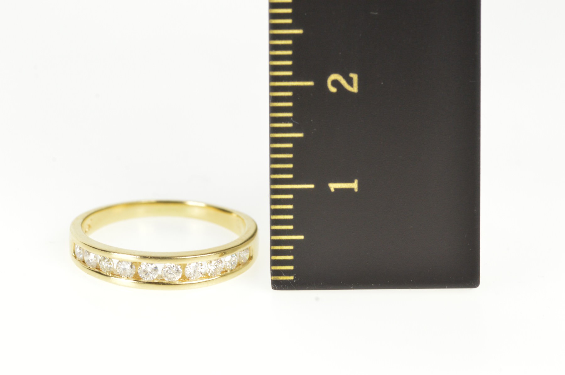 14K Diamond Channel Inset Classic Wedding Band Yellow Gold Ring, Size 5 ...