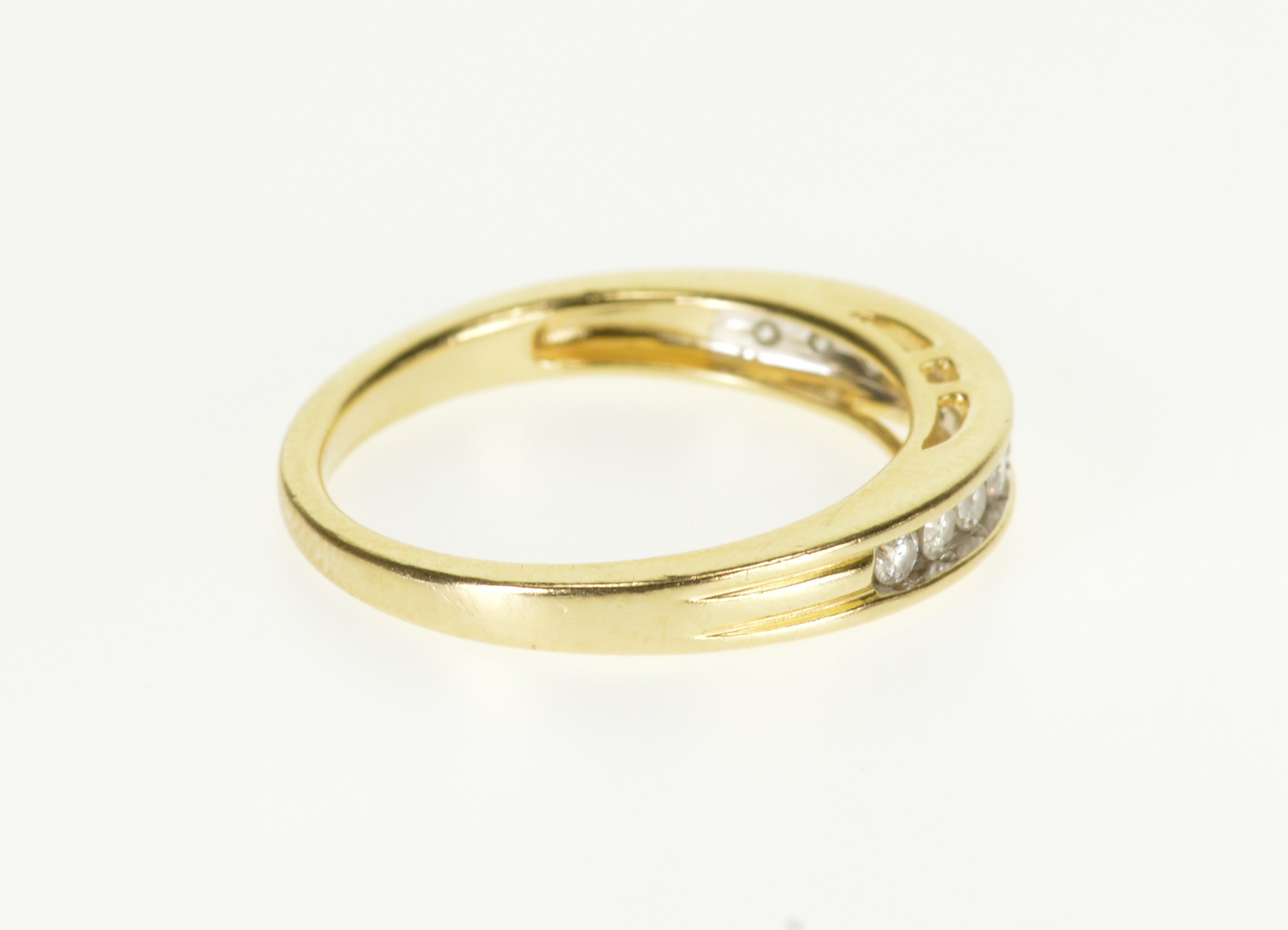 14K Diamond Channel Inset Wedding Band Yellow Gold Ring, Size 5.5 ...