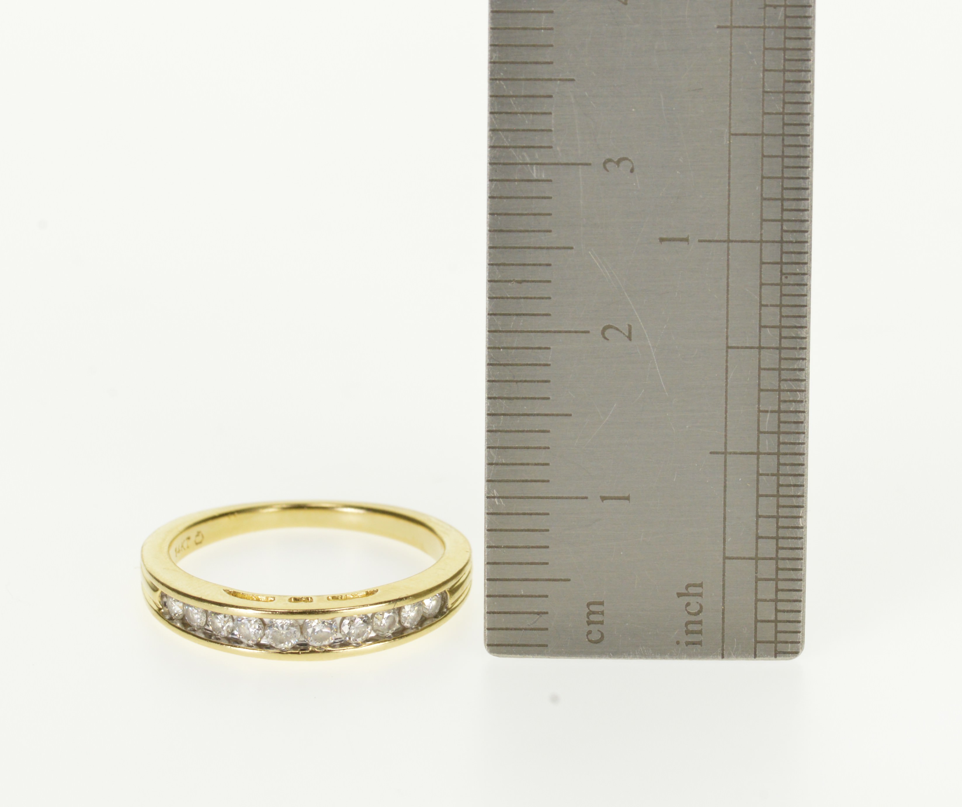 14K Diamond Channel Inset Wedding Band Yellow Gold Ring, Size 5.5 ...