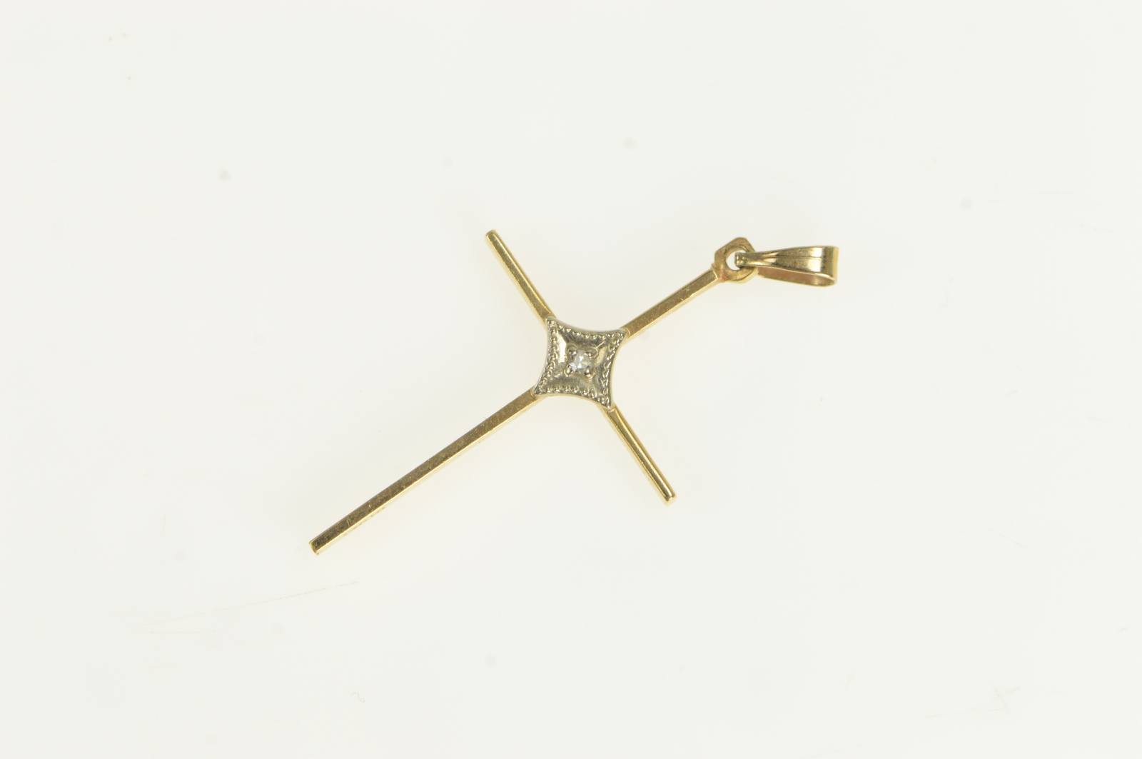 14K Diamond Cross Christian Faith Symbol Yellow Gold Charm/Pendant ...