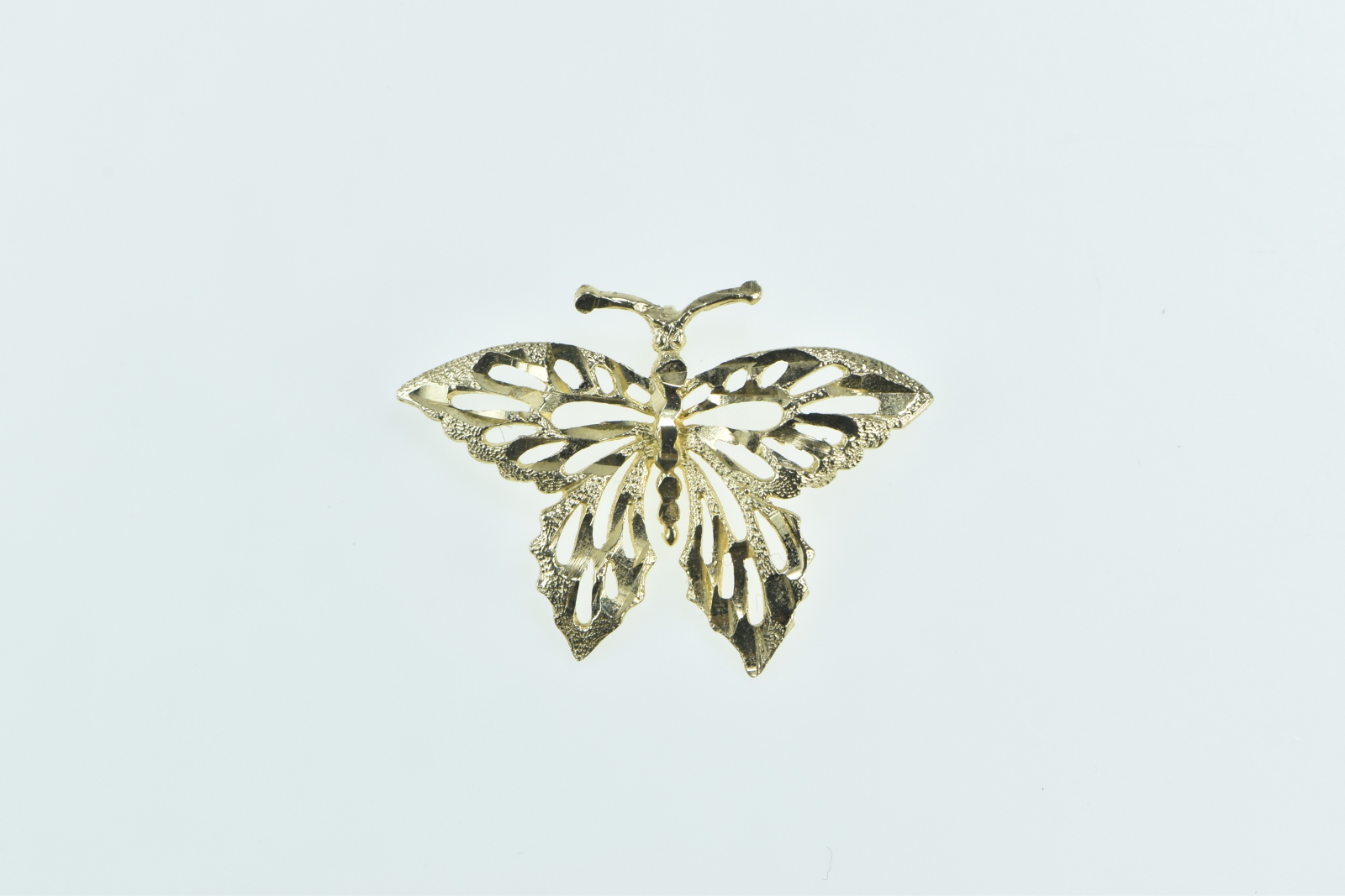 14K Diamond Cut Filigree Butterfly Change Symbol Yellow Gold Pendant ...