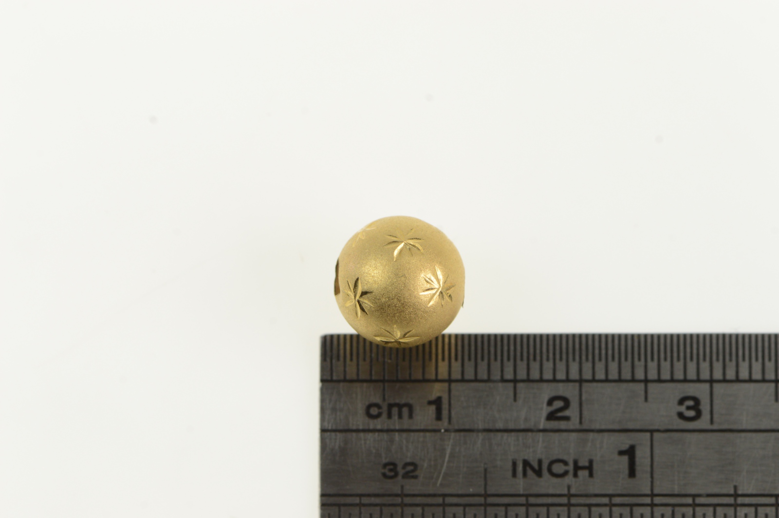 14K Diamond Cut Flower Ball Bead Sphere Yellow Gold Charm/Pendant ...