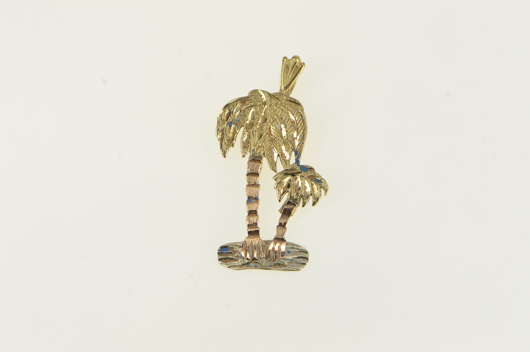 14K Diamond Cut Palm Tree Tropical Yellow Gold Charm/Pendant | Property ...