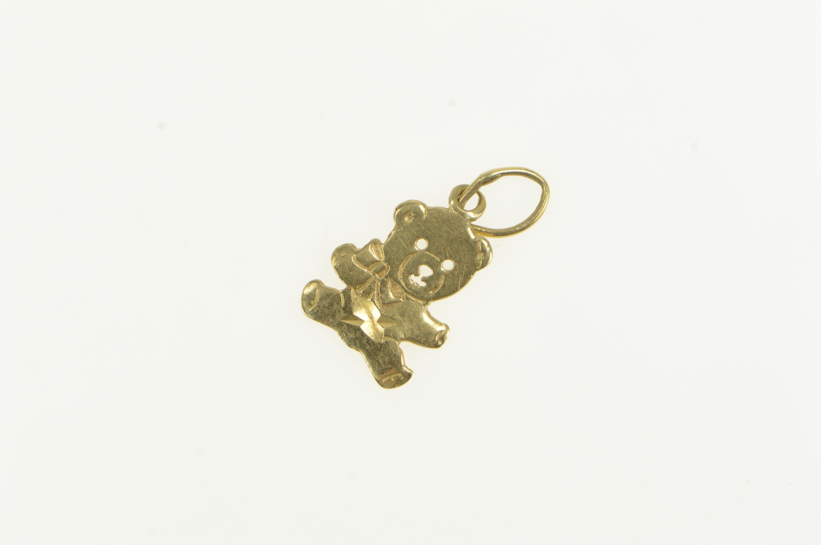 14K Diamond Cut Teddy Bear Stuffed Animal Yellow Gold Charm/Pendant ...