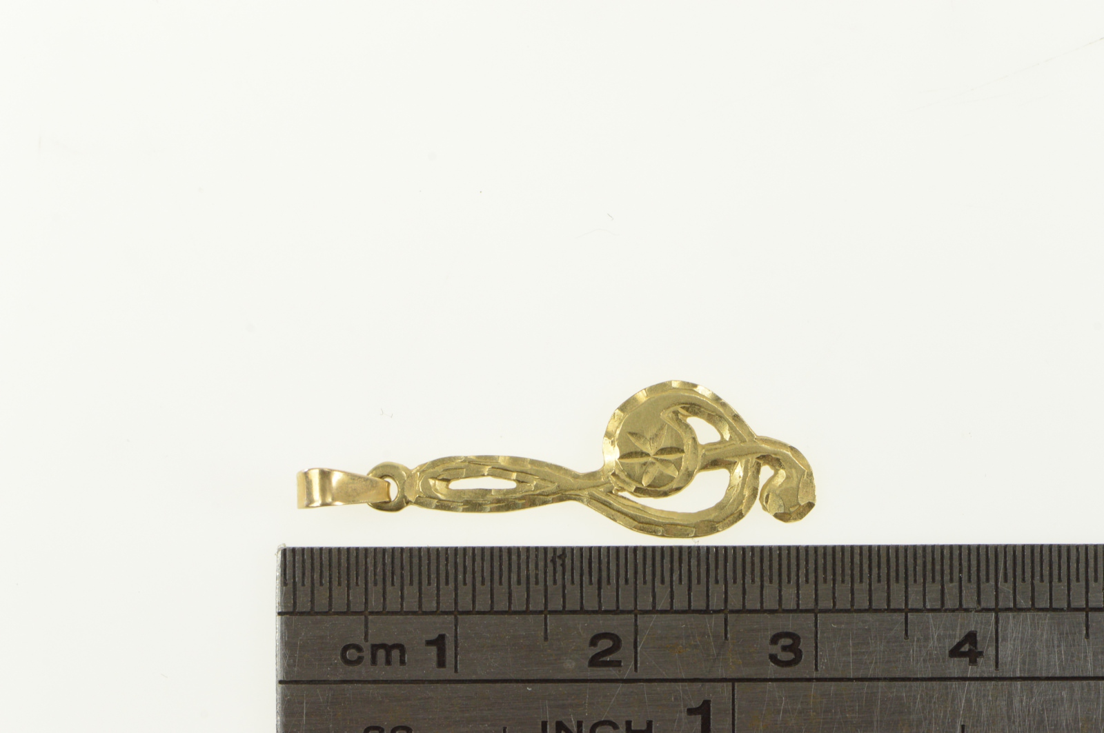 14K Diamond Cut Treble Clef Music Symbol Yellow Gold Charm/Pendant ...