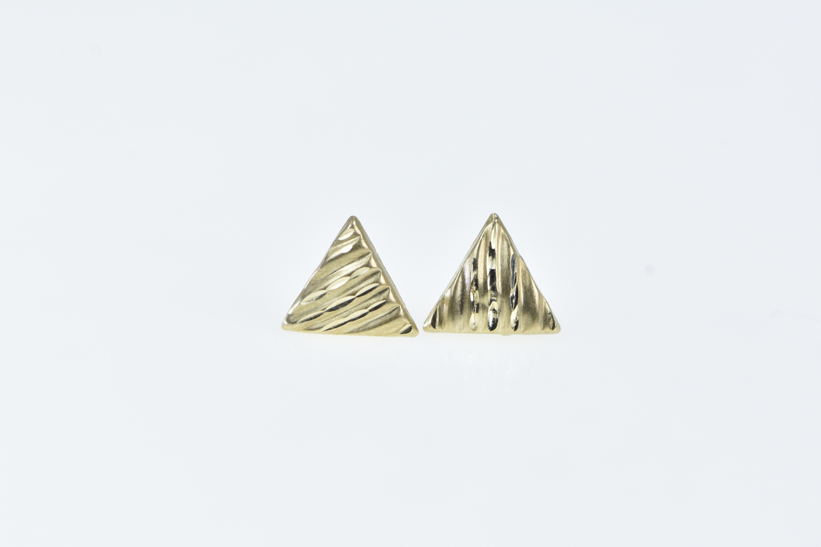 14K Diamond Cut Triangle Geometric Stud Yellow Gold Earrings | Property ...