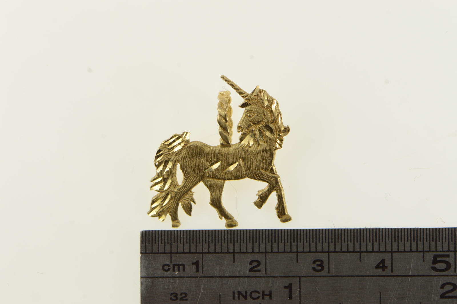 14K Diamond Cut Unicorn Animal Unique Symbol Yellow Gold Charm/Pendant ...