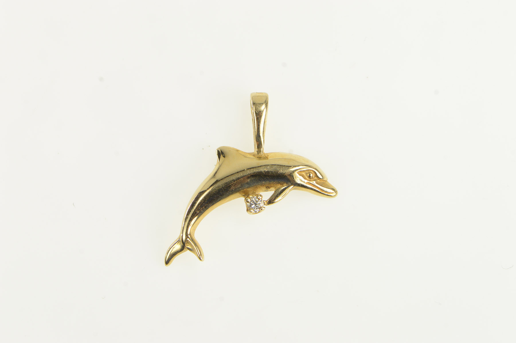 14K Diamond Dolphin Jumping Ocean Animal Yellow Gold Charm/Pendant ...