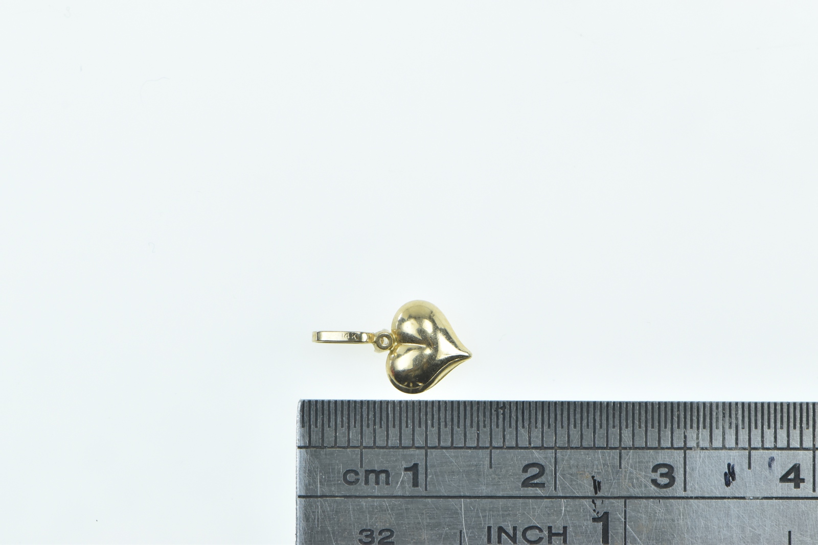 14K Diamond Heart Puffy Love Symbol Forget Me Not Yellow Gold Charm ...