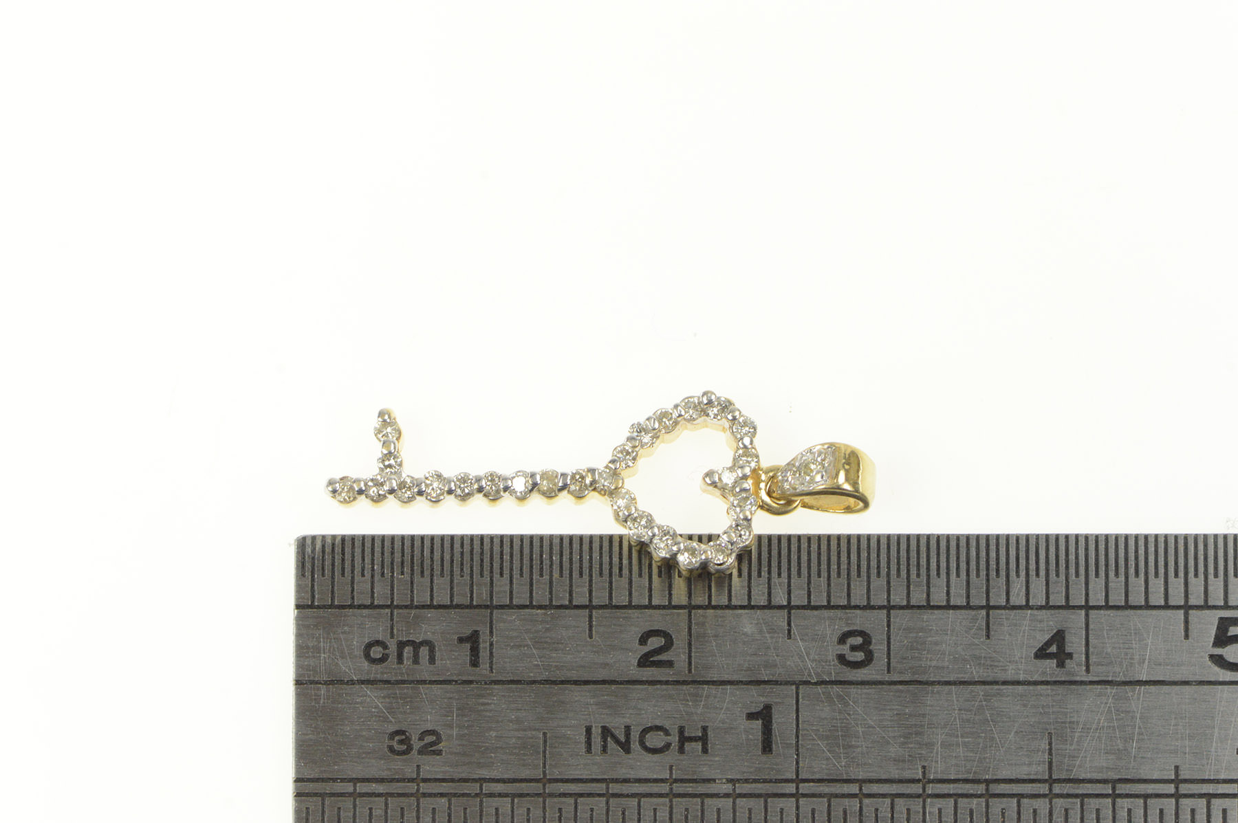 14K Diamond Heart Skeleton Key Love Symbol White Gold Charm/Pendant ...