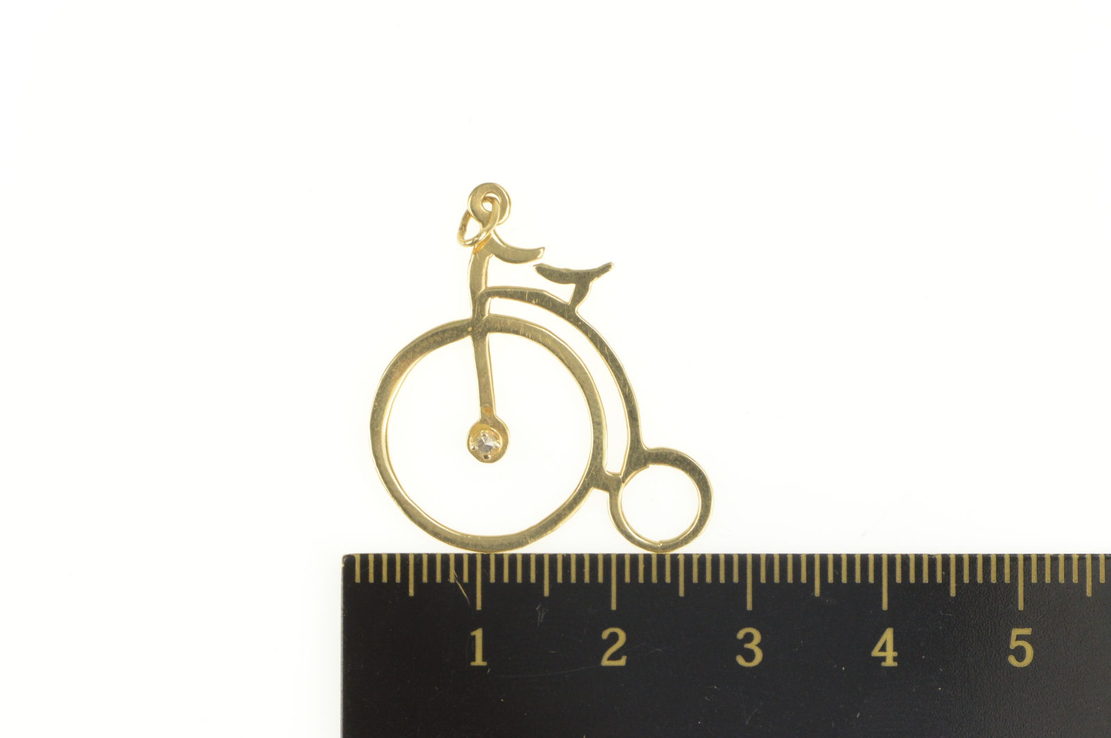 14K Diamond Inset Big Wheel Trike Bicycle Bike Yellow Gold Charm ...