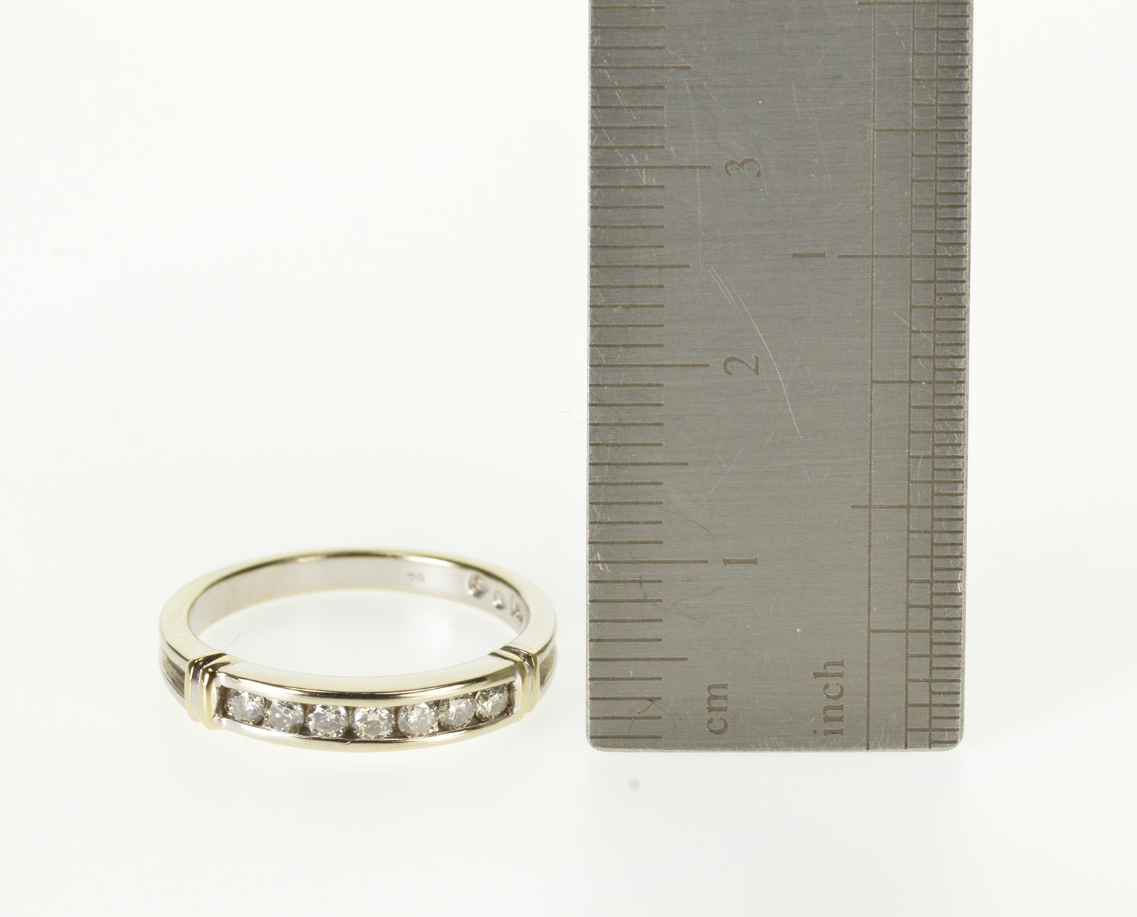 14K Diamond Inset Channel Round Cut Wedding Band Yellow Gold Ring, Size ...