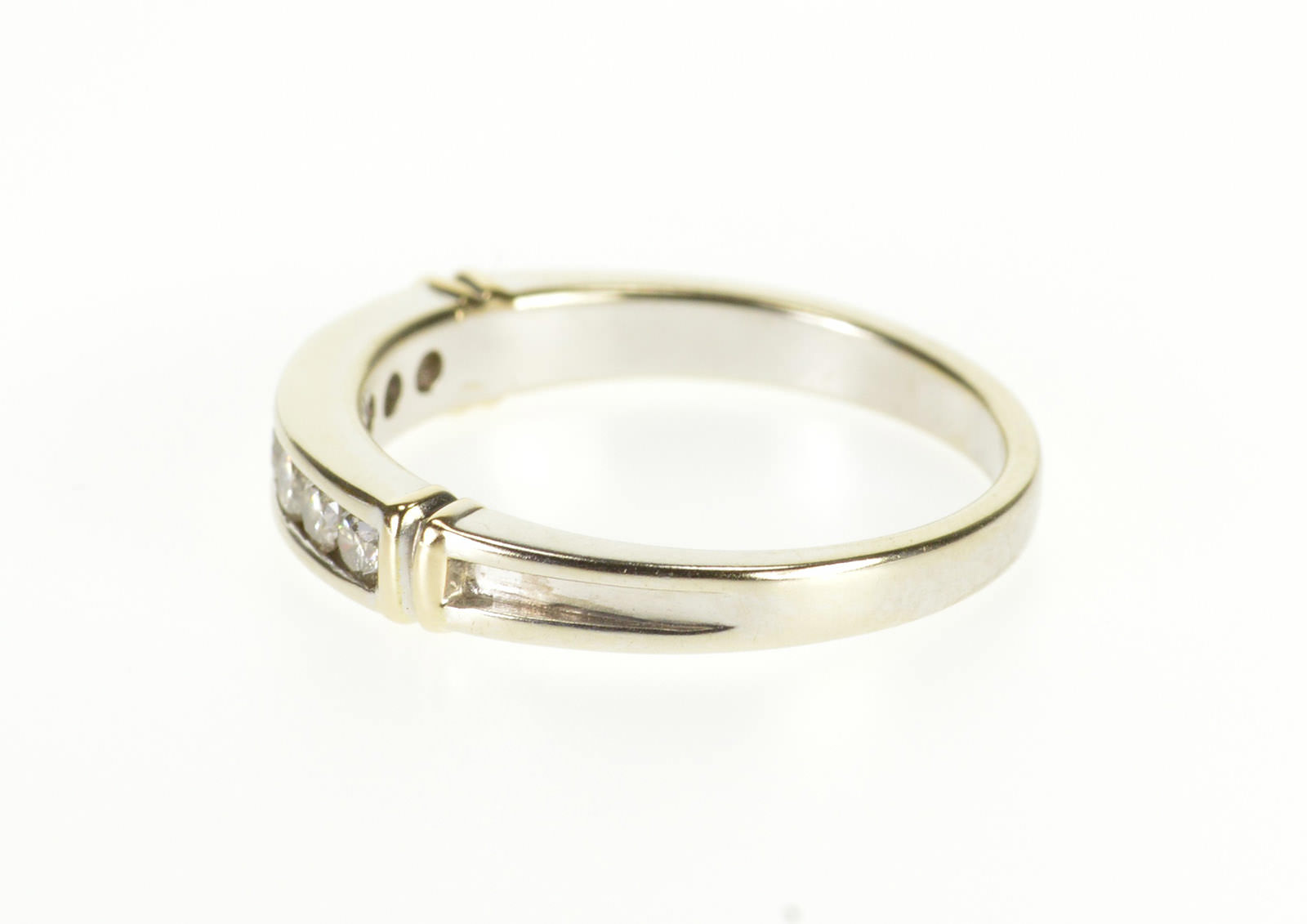 14K Diamond Inset Channel Round Cut Wedding Band Yellow Gold Ring, Size ...