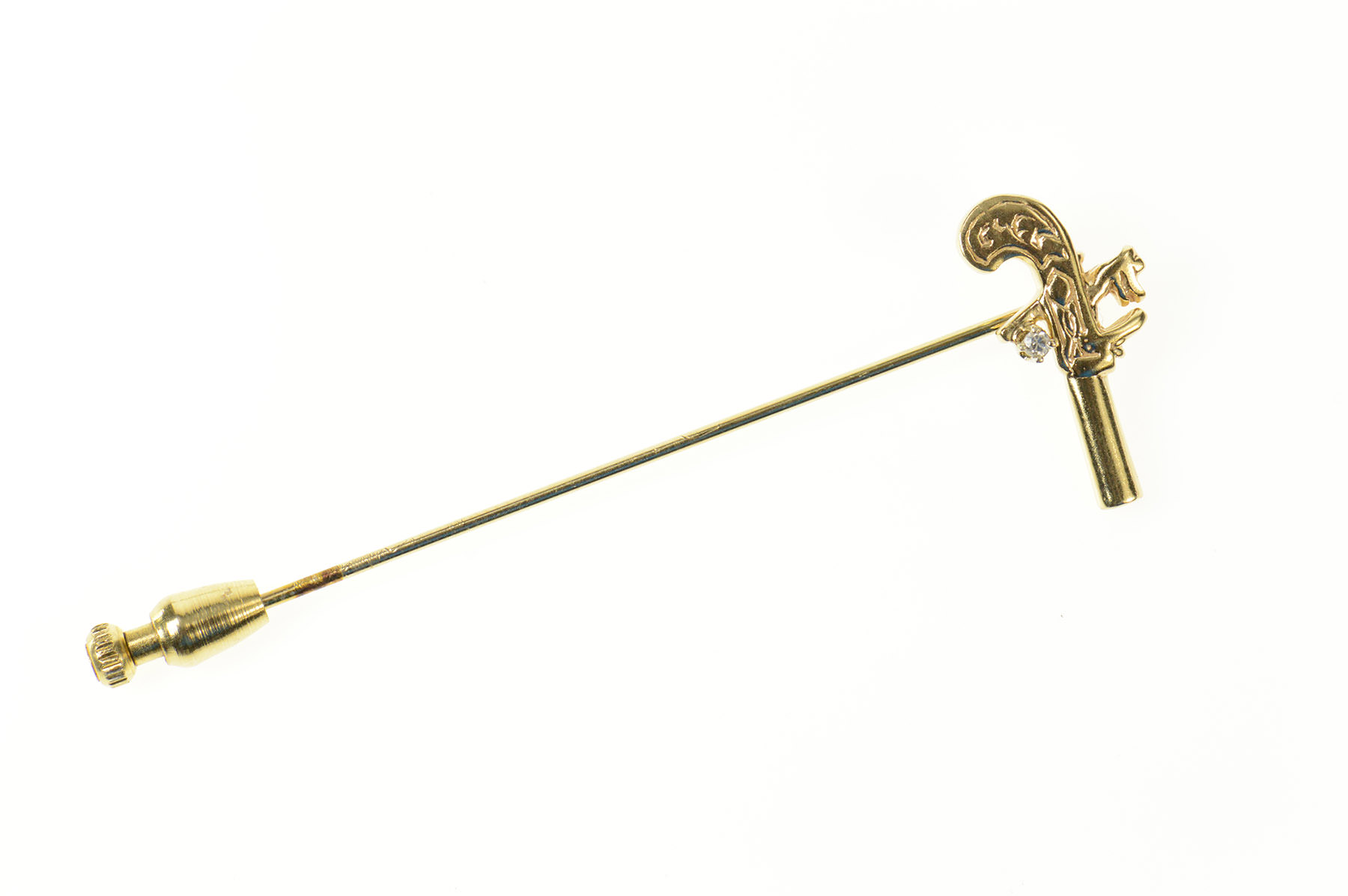 14K Diamond Inset Flintlock Pistol Ornate Yellow Gold Stick Pin ...