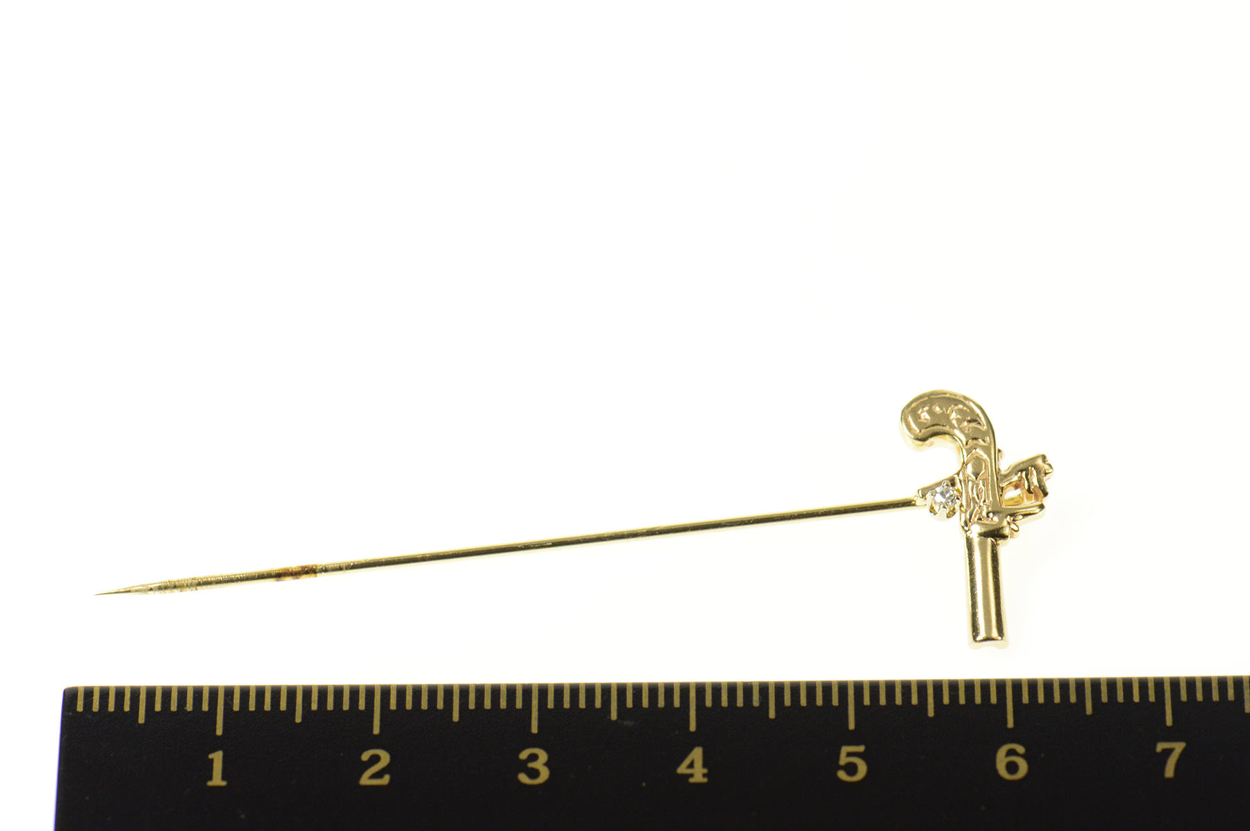 14K Diamond Inset Flintlock Pistol Ornate Yellow Gold Stick Pin ...