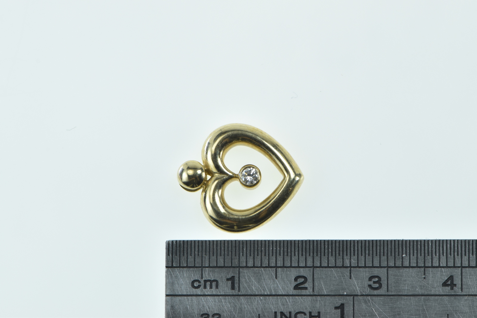 14K Diamond Inset Heart Classic Love Symbol Yellow Gold Pendant ...