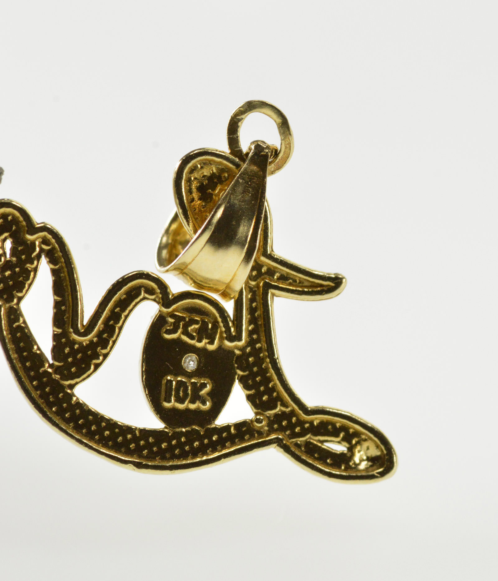 14K Diamond Inset Love Cursive Word Yellow Gold Charm/Pendant ...