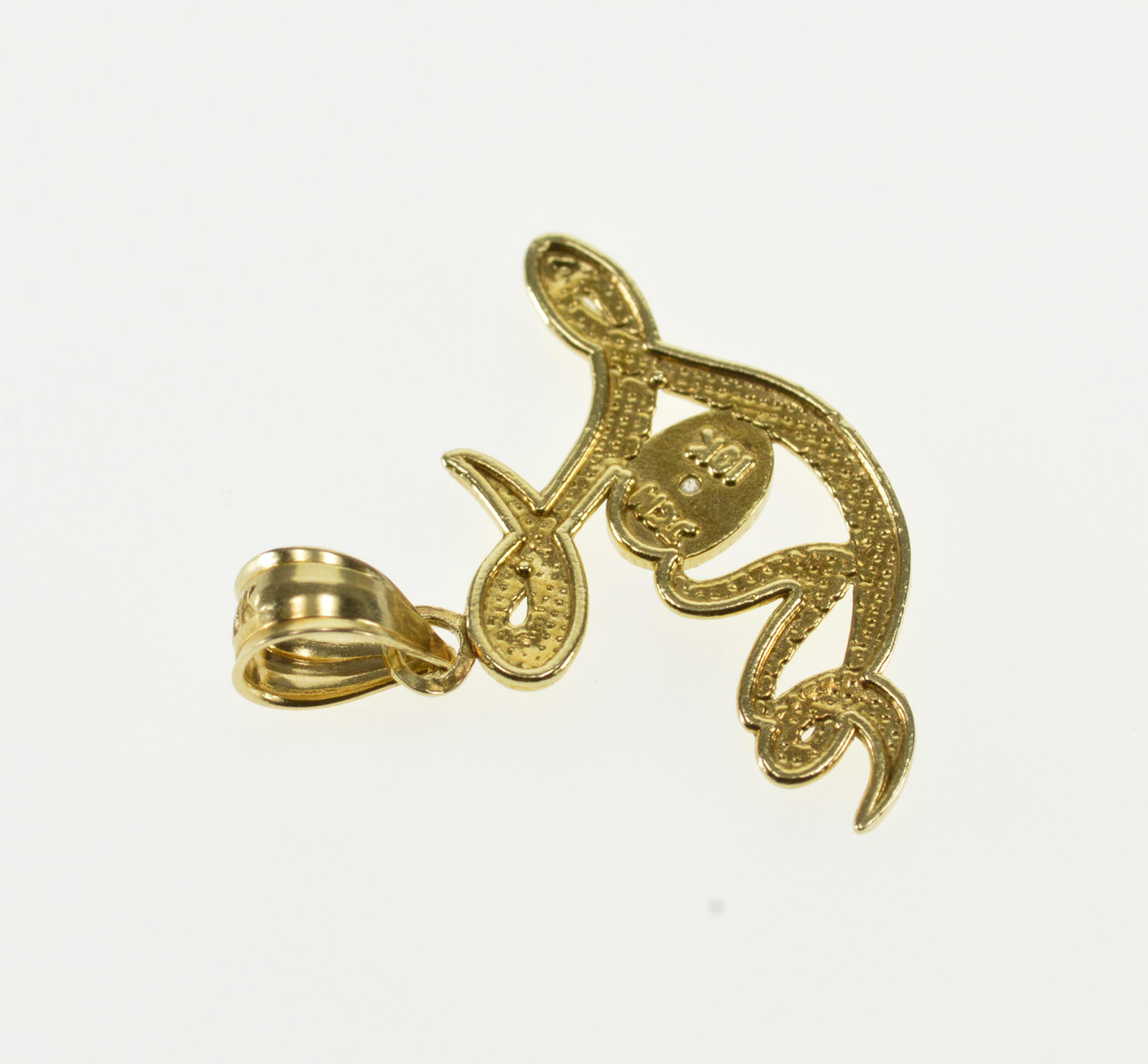 14K Diamond Inset Love Cursive Word Yellow Gold Charm/Pendant ...