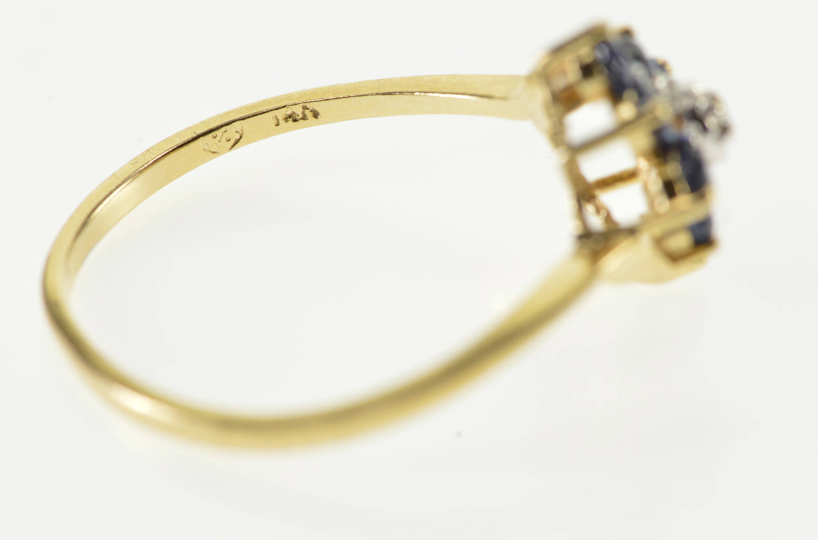 14K Diamond Inset Sapphire* Pointed Halo Freeform Yellow Gold Ring ...