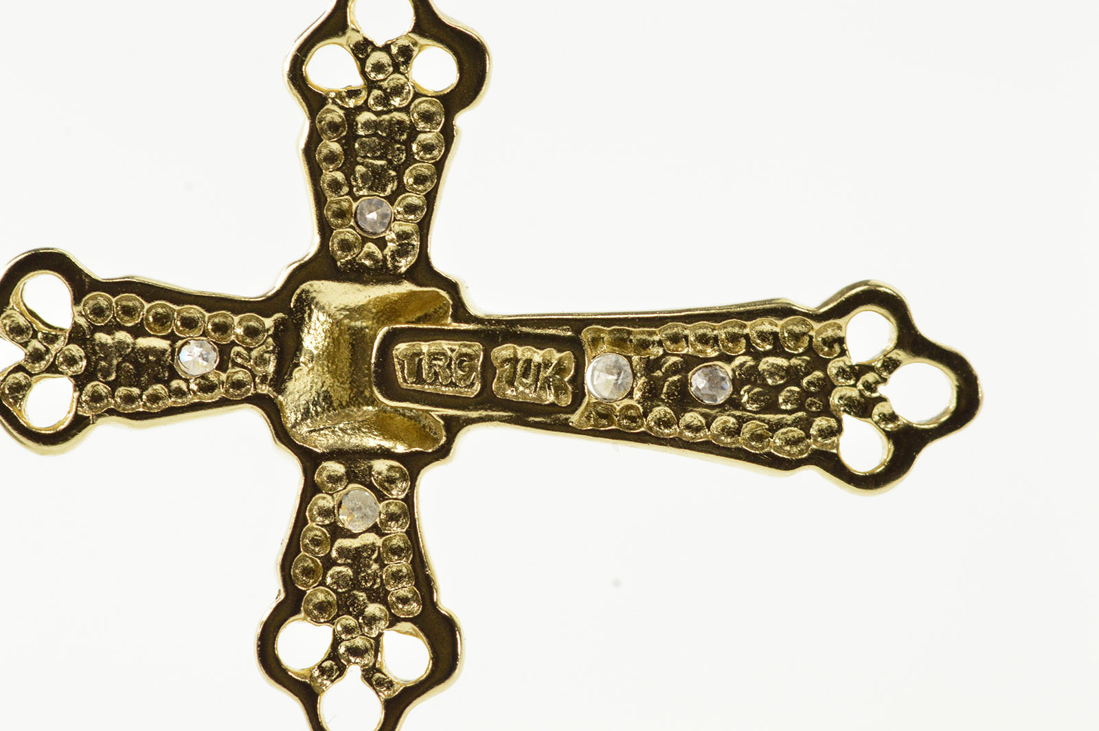 14K Diamond Inset Scalloped X Cross Christian Symbol Yellow Gold ...