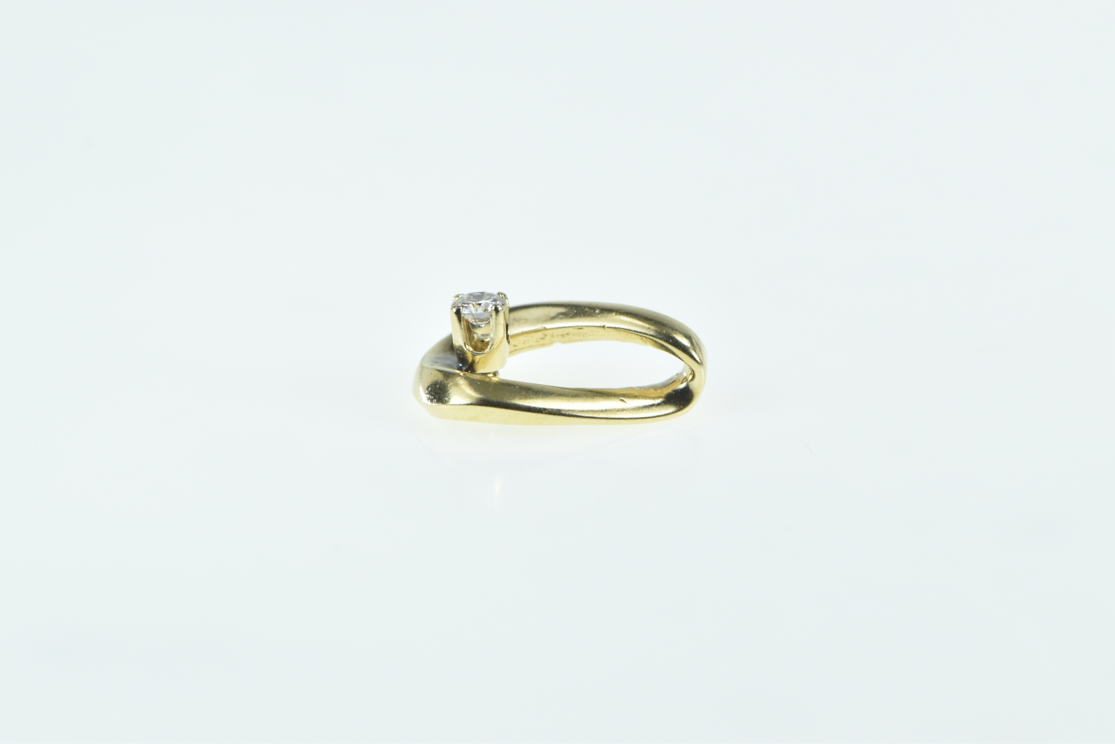 14K Diamond Inset Tear Drop Loop Vintage Yellow Gold Pendant | Property ...