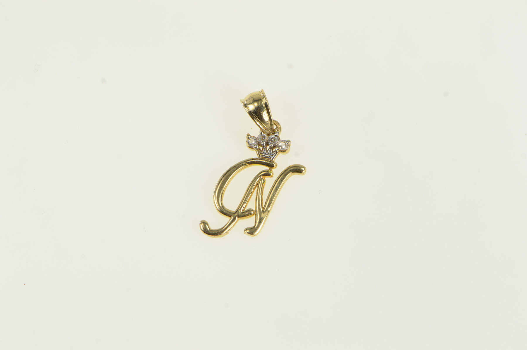 14K Diamond N Cursive Letter Monogram Yellow Gold Charm/Pendant ...