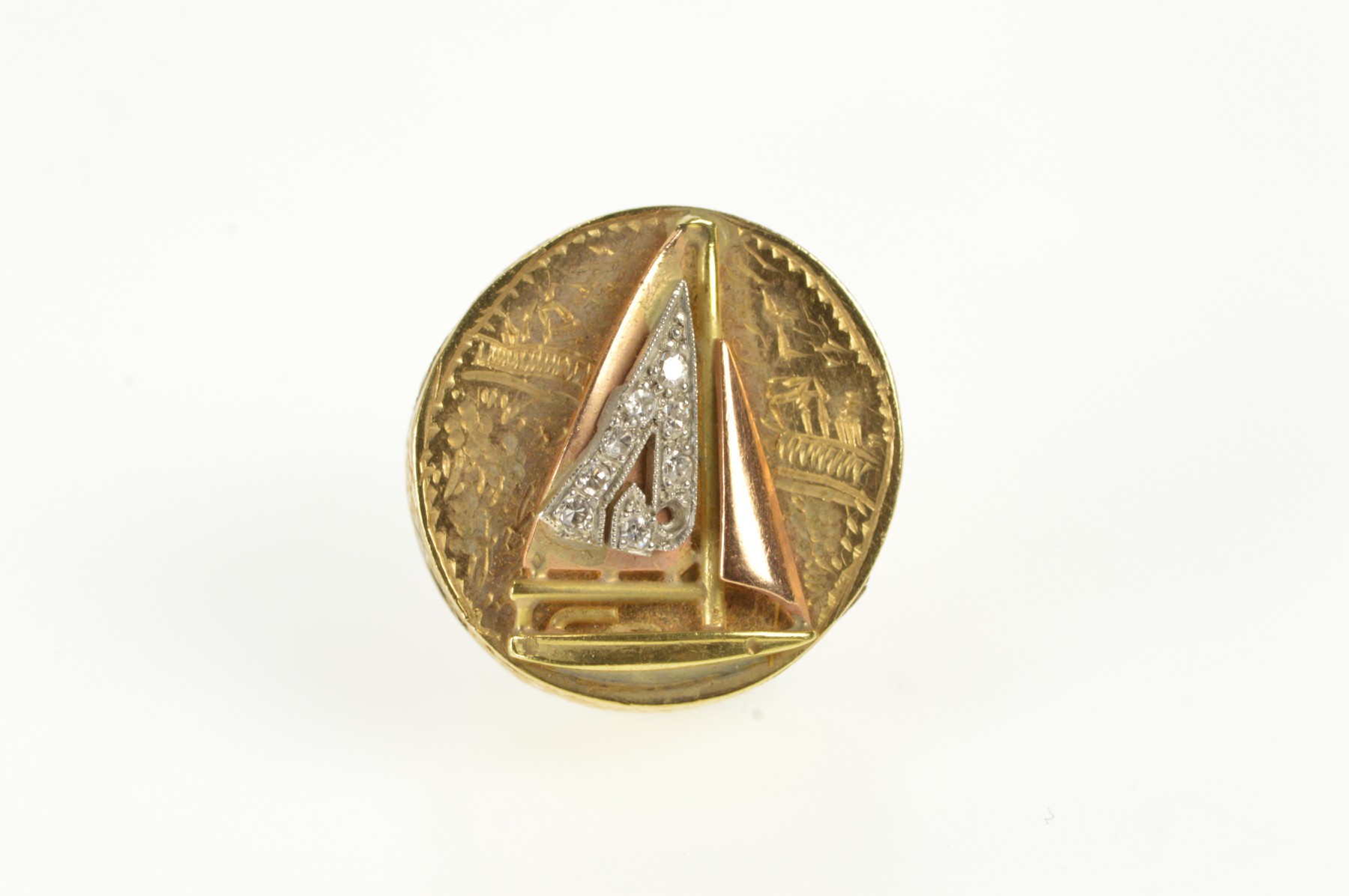 14K Diamond Sail Boat Victorian Slide Bracelet Yellow Gold Charm ...
