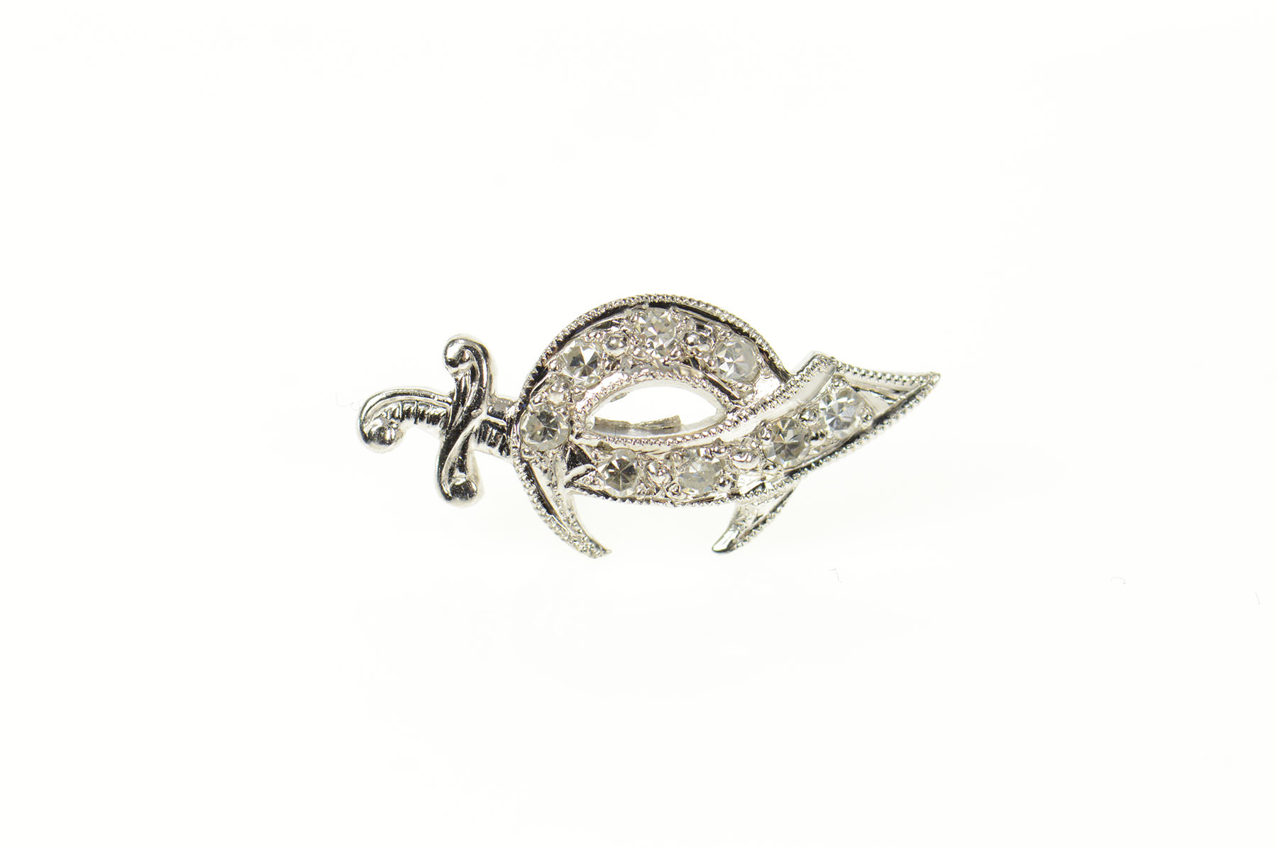14K Diamond Shriners Scimitar Sword Symbol Lapel White Gold Pin/Brooch ...