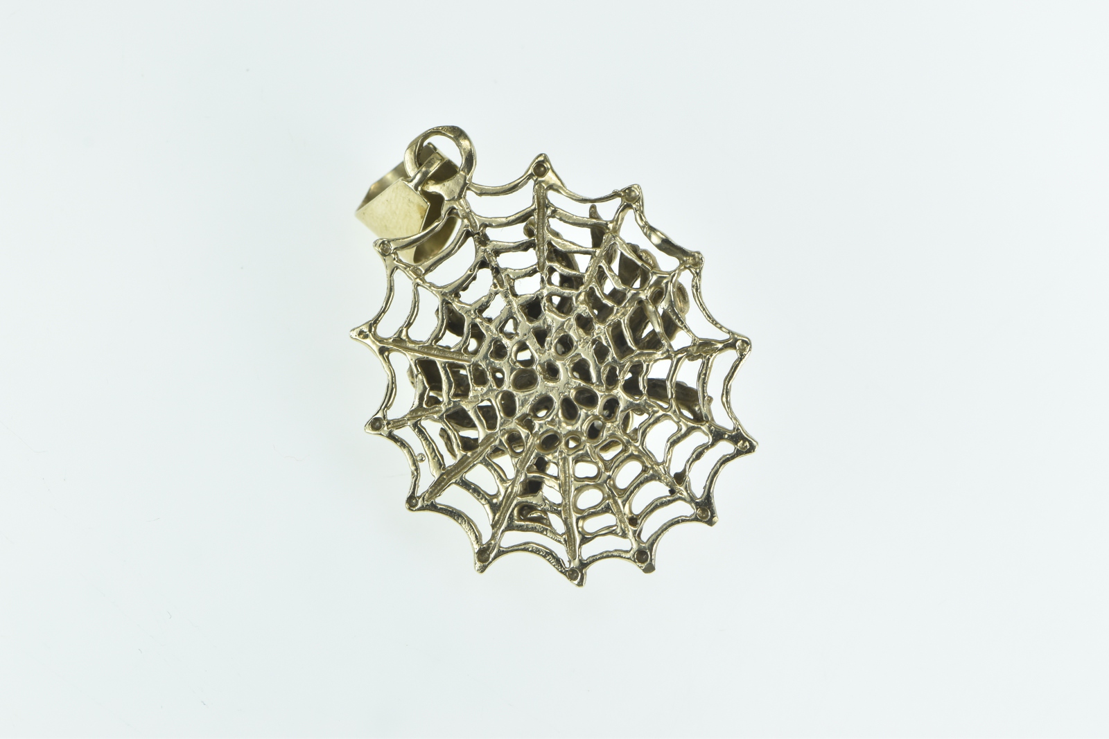 14K Diamond Spider in Spider Web Vintage Yellow Gold Pendant | Property ...
