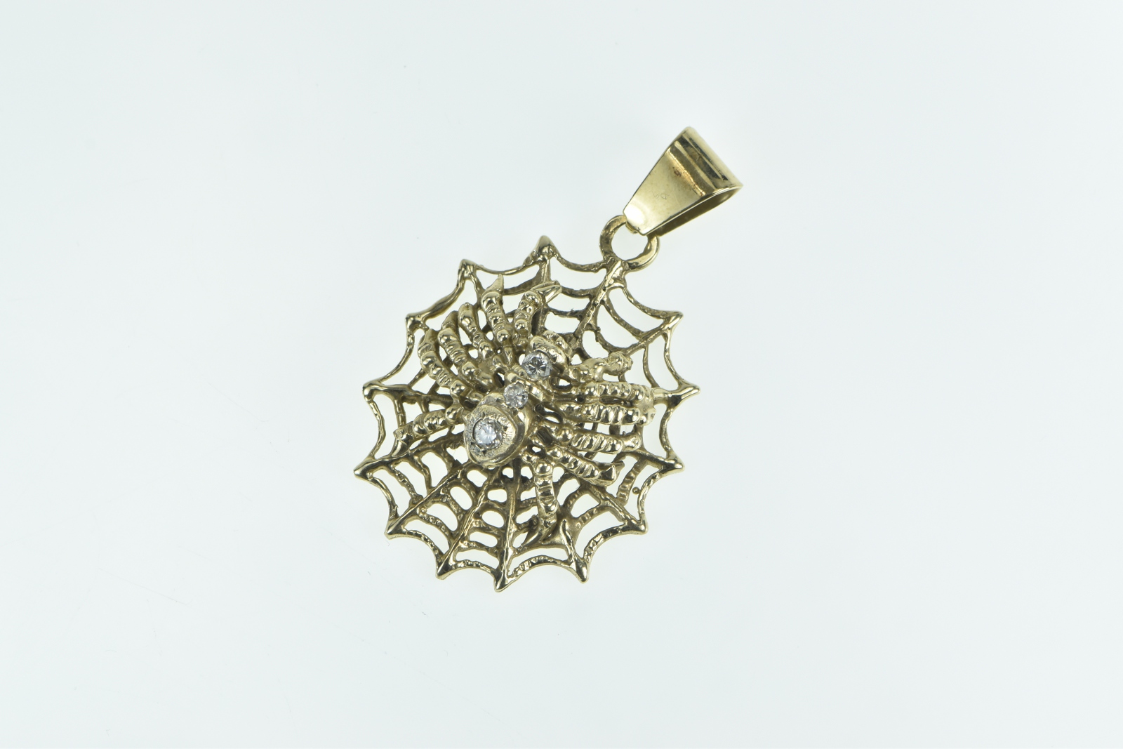 14K Diamond Spider in Spider Web Vintage Yellow Gold Pendant | Property ...