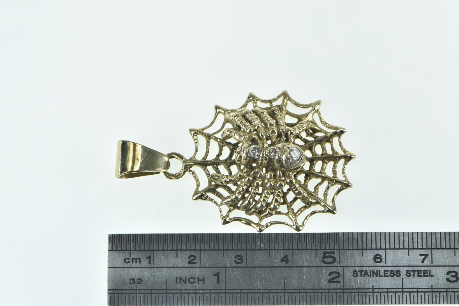 14K Diamond Spider in Spider Web Vintage Yellow Gold Pendant | Property ...