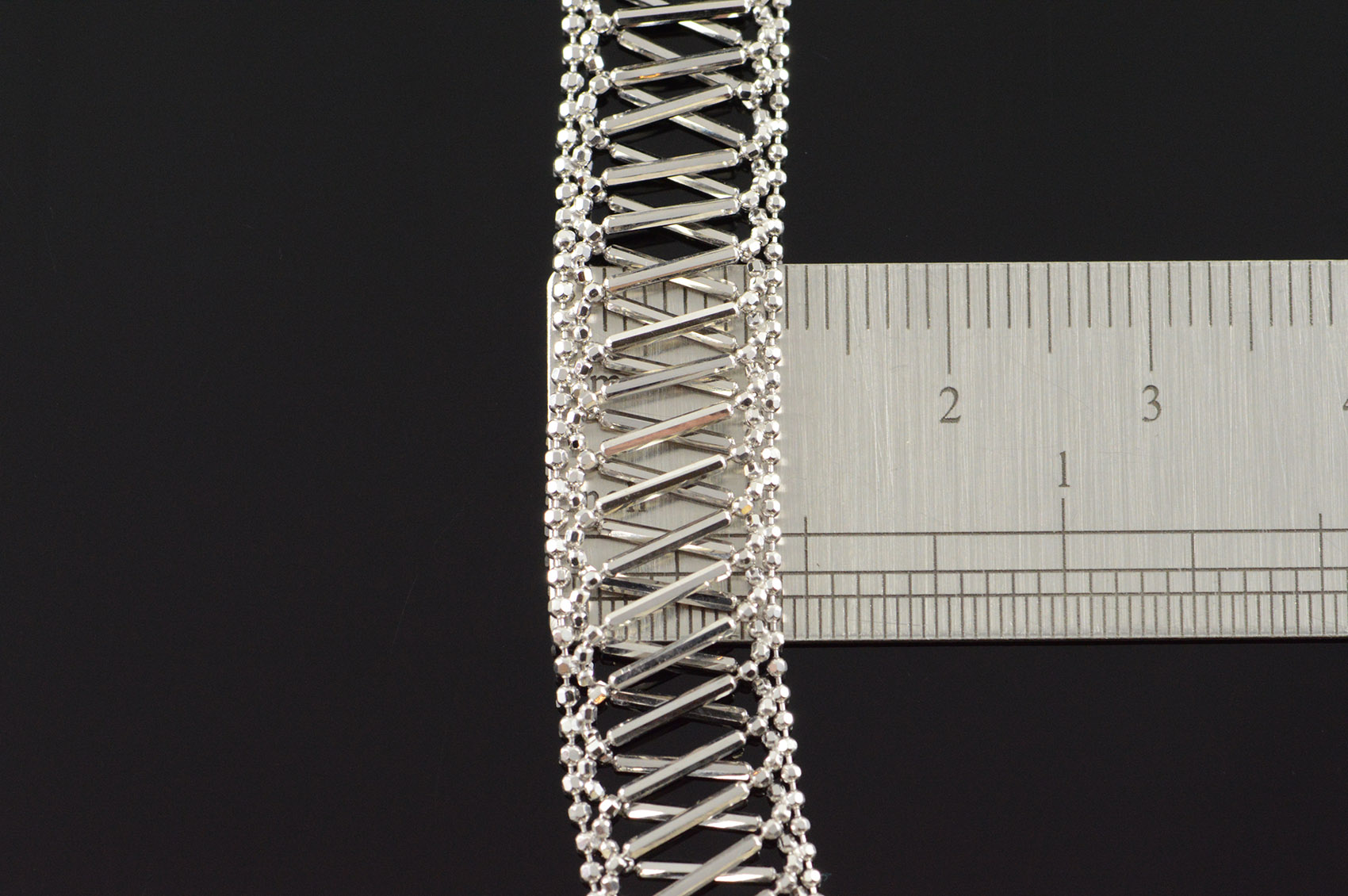 14K DNA Criss Cross Fancy Ball Link Chain White Gold Necklace 16.75 ...