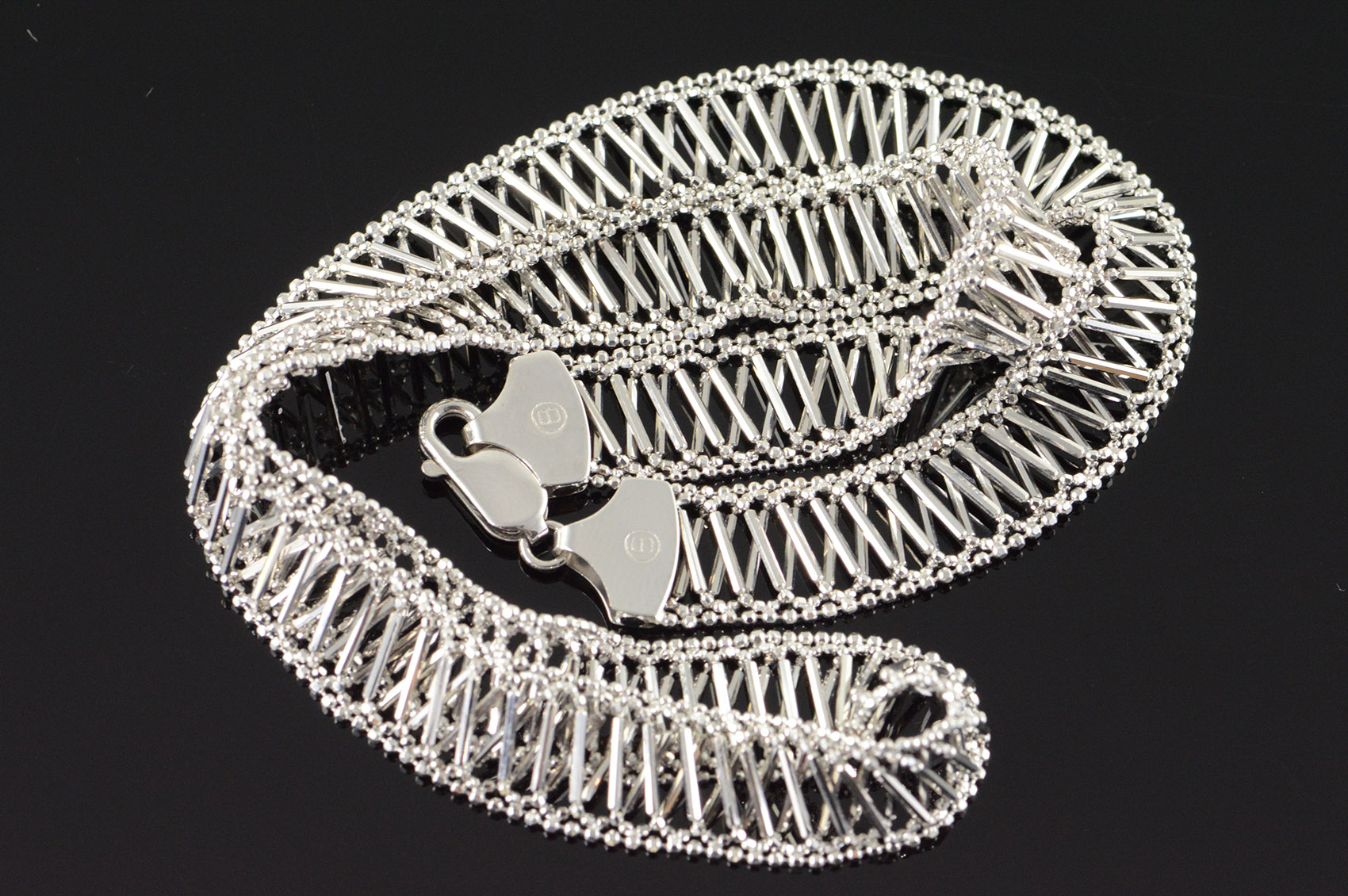 14K DNA Criss Cross Fancy Ball Link Chain White Gold Necklace 16.75 ...