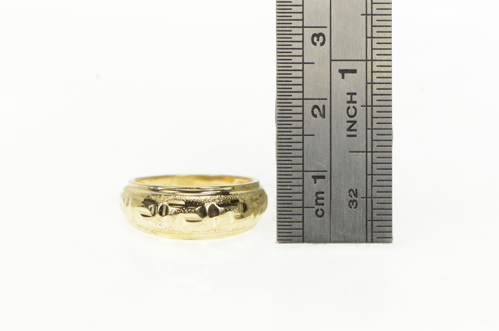 14K Domed Greek Wave Pattern Graduated Yellow Gold Ring, Size 6 ...