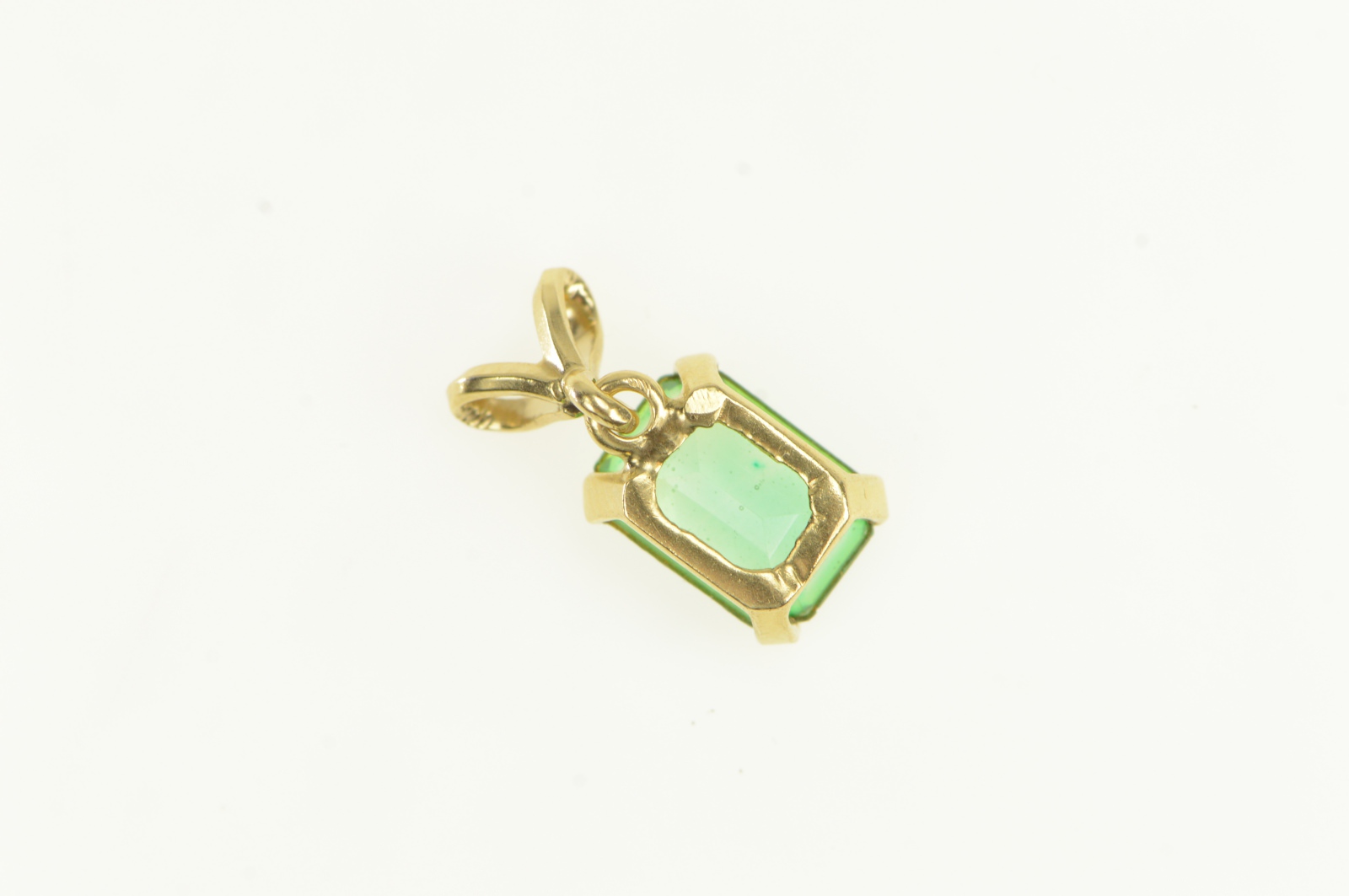 14K Emerald Cut Sim. Emerald Vintage Solitaire Yellow Gold Charm ...