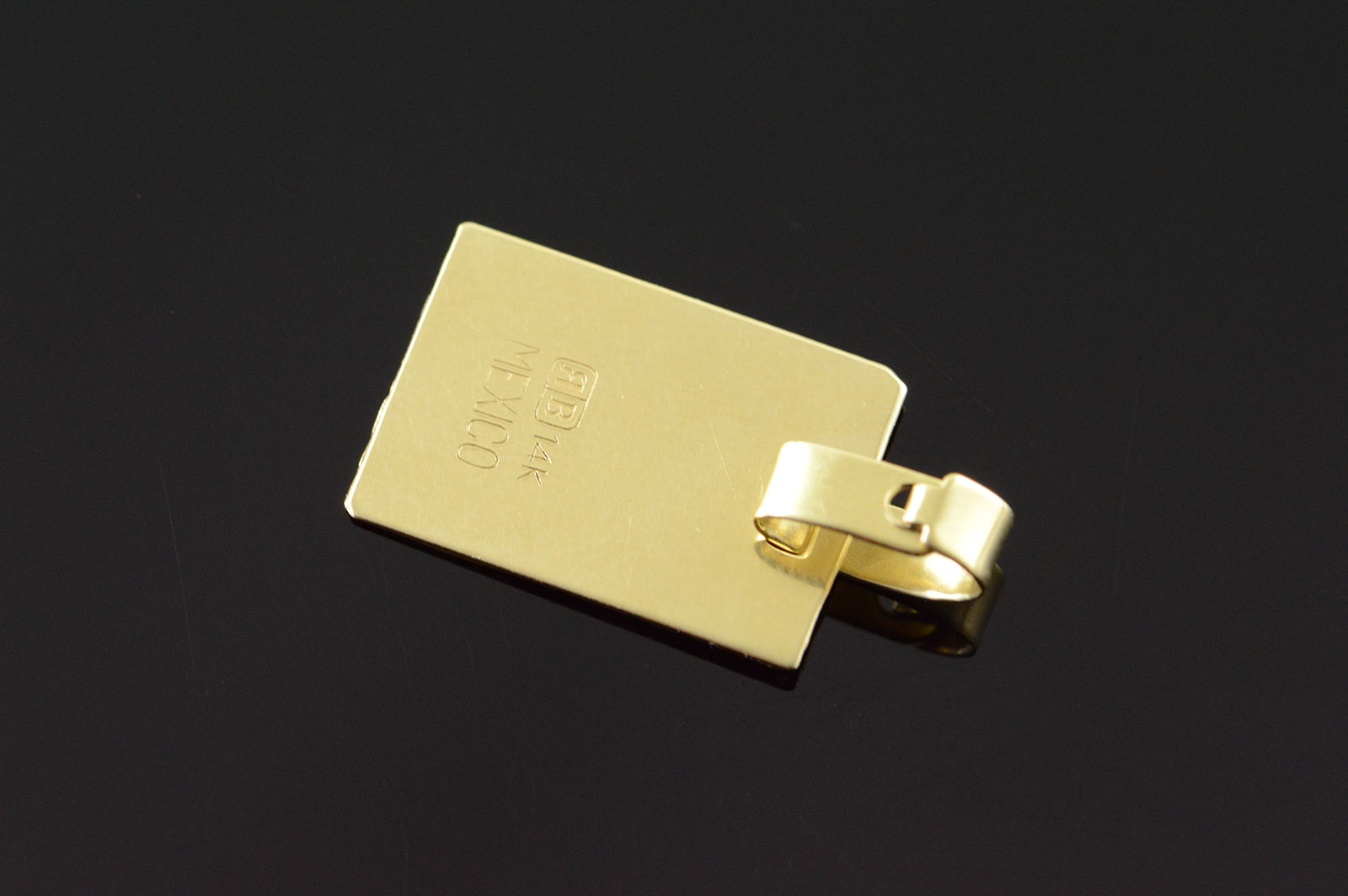 14K Etched Jesus Christ Rectangle Yellow Gold Charm/Pendant | Property Room