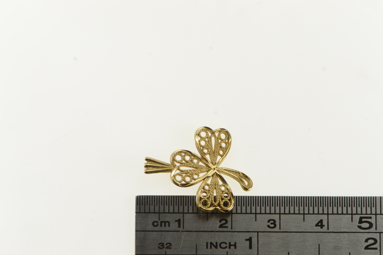 14K Filigree Clover Shamrock Good Luck Lucky Yellow Gold Charm/Pendant ...