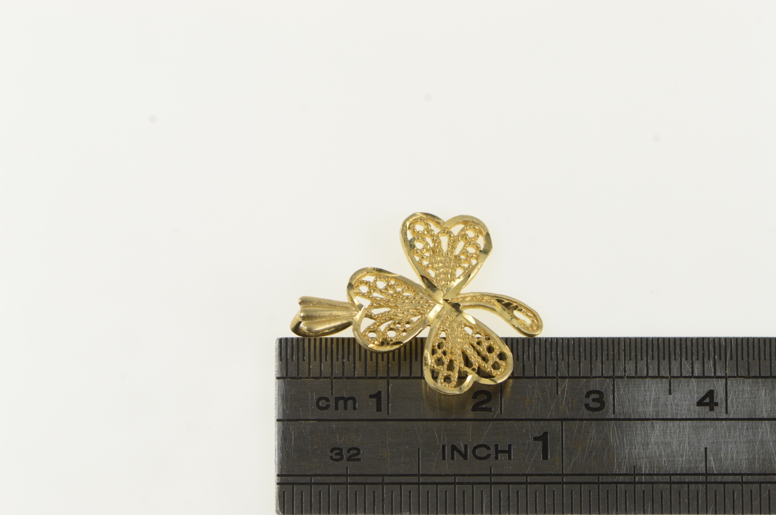 14K Filigree Clover Shamrock Good Luck Yellow Gold Charm/Pendant ...