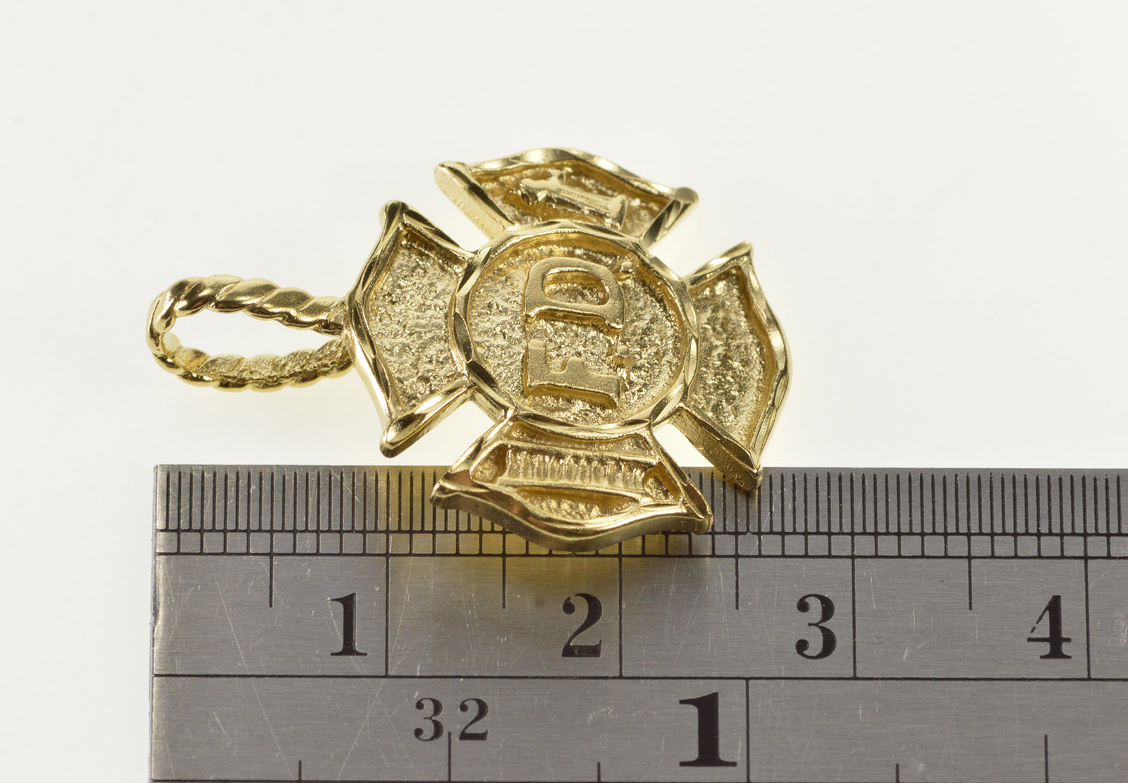 14K Firefighter Symbol Fire Department Seal Yellow Gold Pendant ...