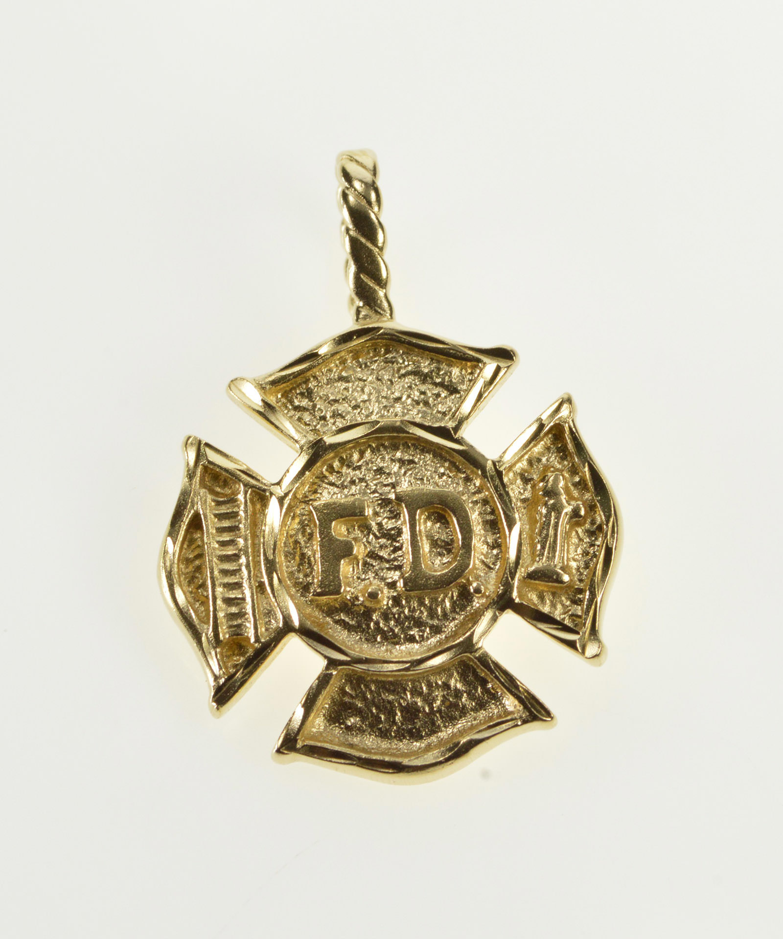 14K Firefighter Symbol Fire Department Seal Yellow Gold Pendant ...