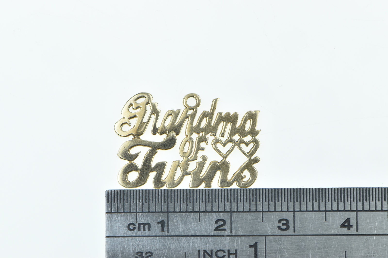 14K Grandma of Twins Word Cut Out Cursive Heart Yellow Gold Charm ...