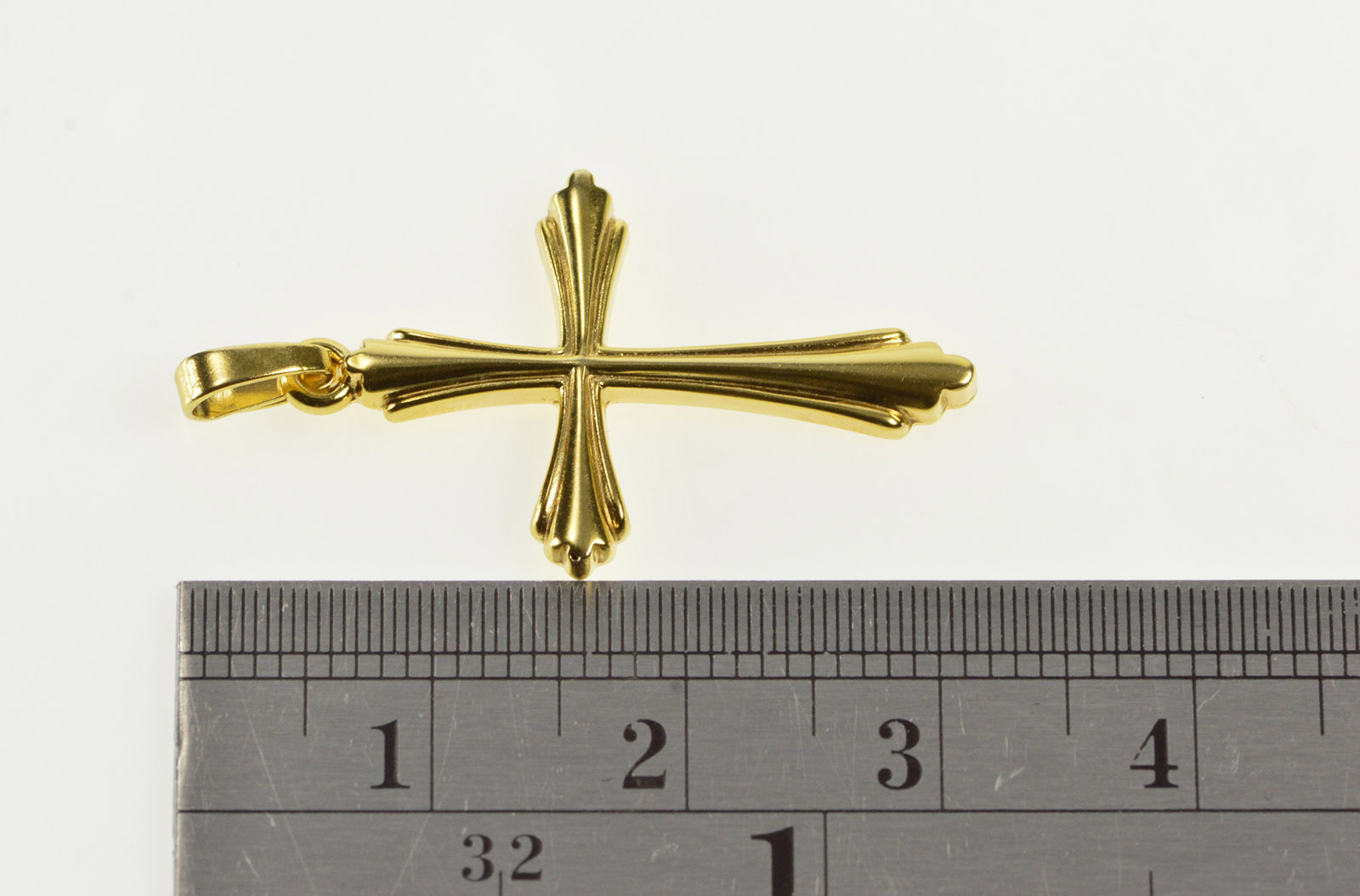 14K Grooved Design Fancy Cross Christian Symbol Yellow Gold Pendant ...