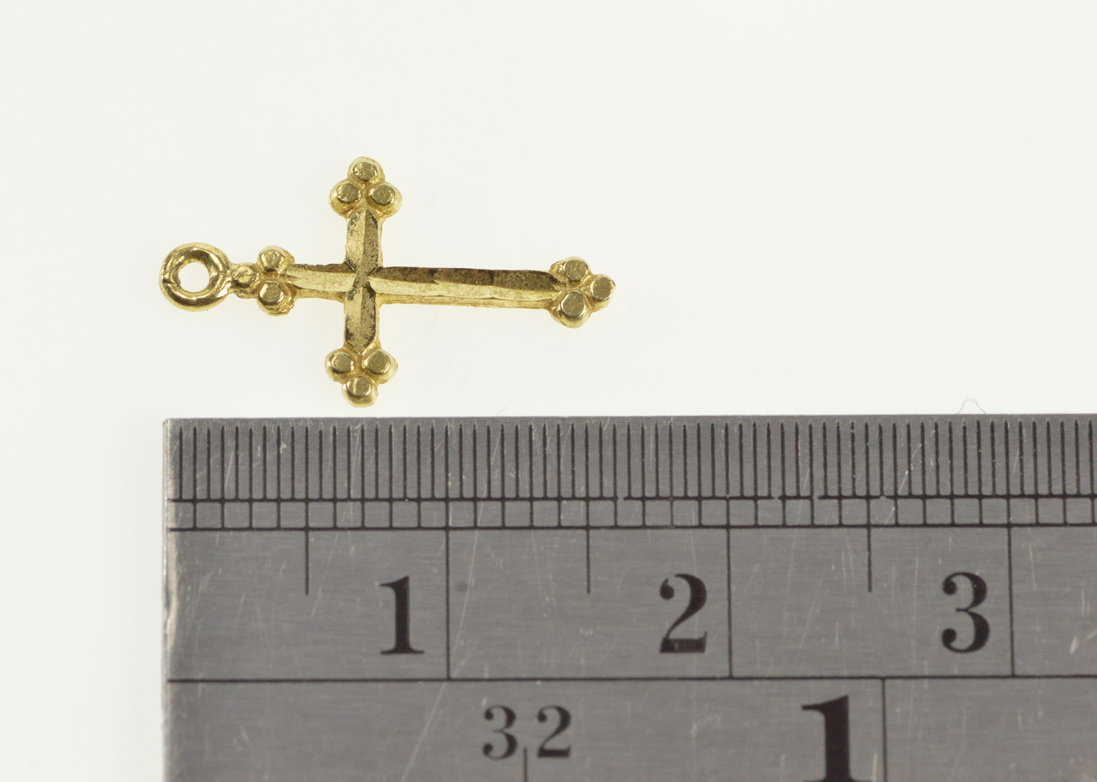 14K Grooved Pattern Cross Christian Faith Symbol Yellow Gold Charm ...