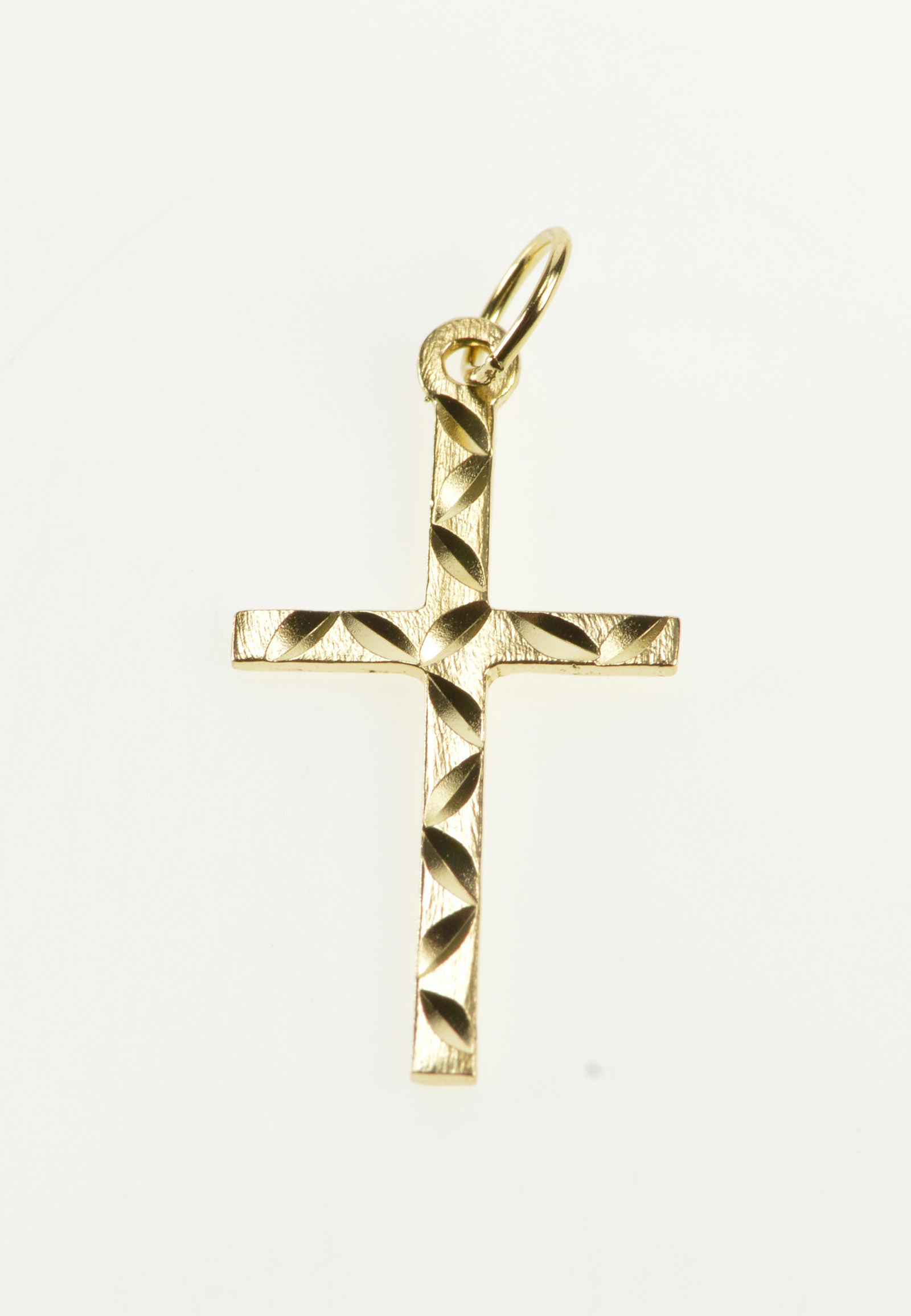 14K Grooved Pattern Cross Christian Faith Symbol Yellow Gold Pendant ...