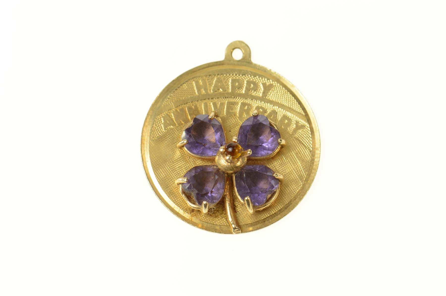 14K Happy Anniversary Retro 1960's Clover Love Yellow Gold Cuff Links ...