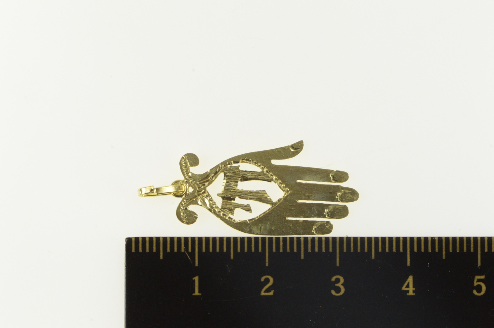 14K Hebrew Chai Symbol Hand Hamsa Faith Yellow Gold Charm/Pendant ...